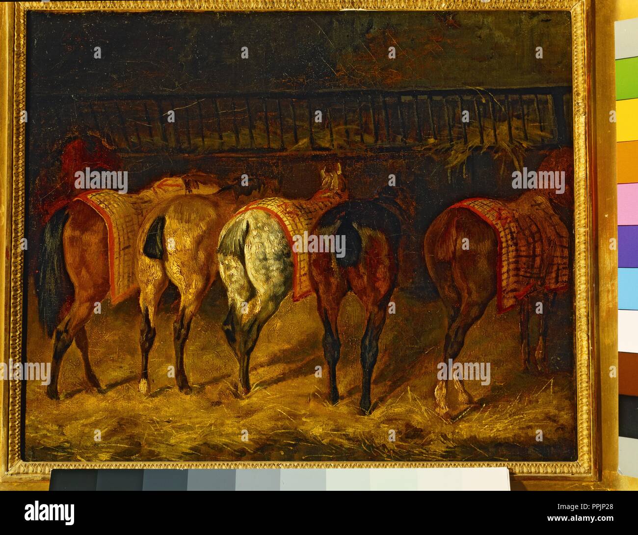 Five horses seen from behind in a stable, 1820-1822, by Jean-Louis ...