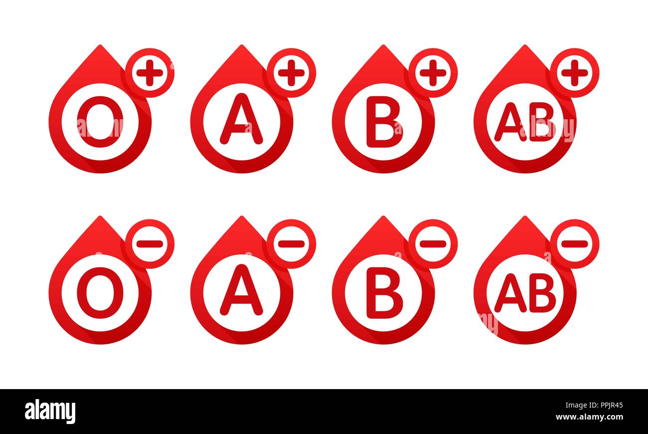 Blood type in the form of a drop of blood vector icons. Different blood ...