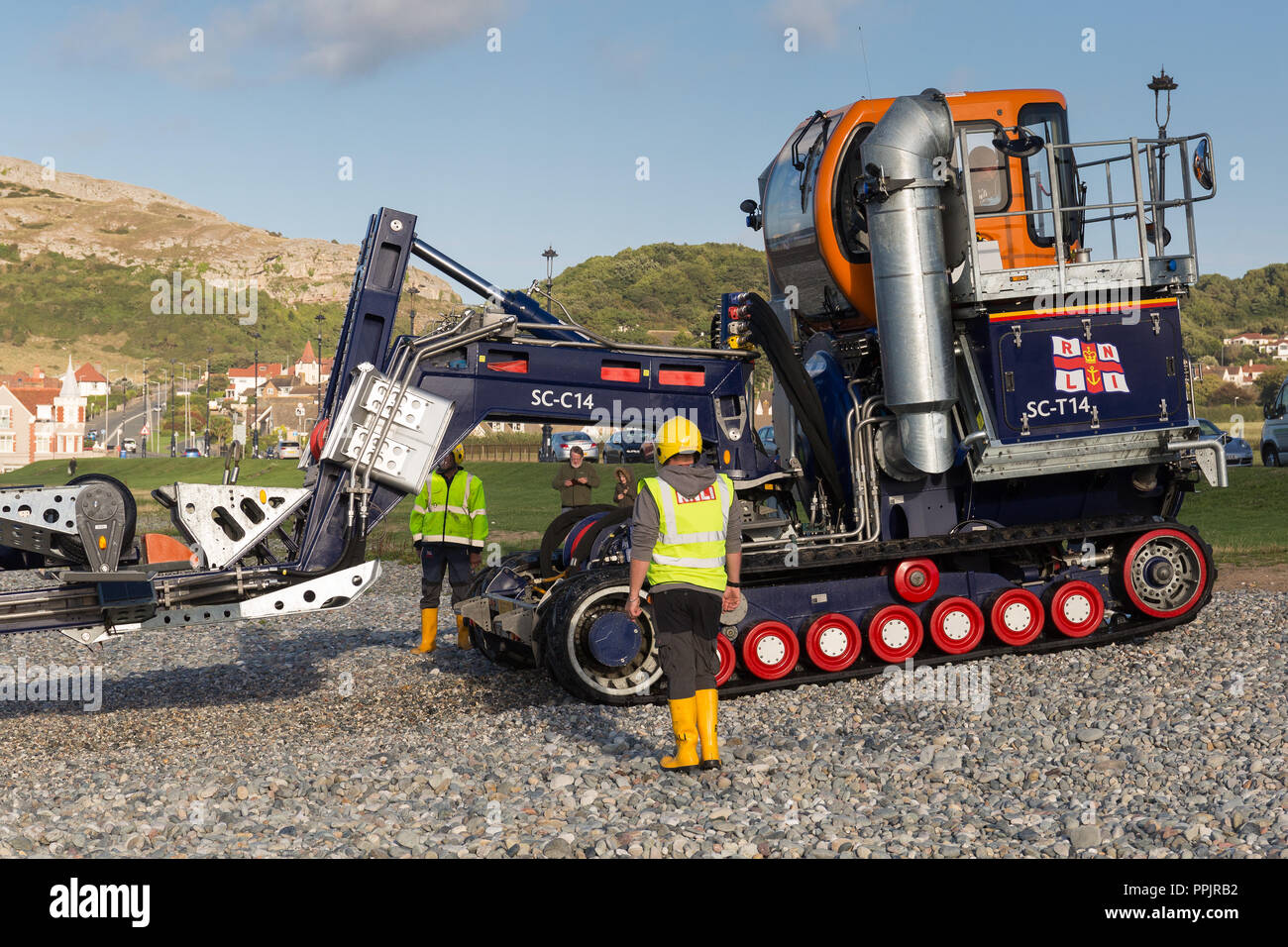 Llandudno Conwy County Borough Wales UK RNLI Launch tractor SC-T14 ...