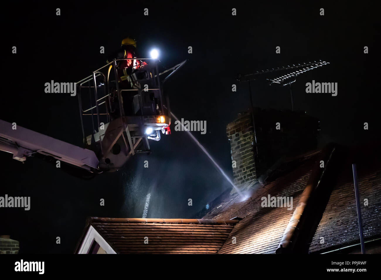 Six fire engines and a height platform tackle a house fire in Havering ...