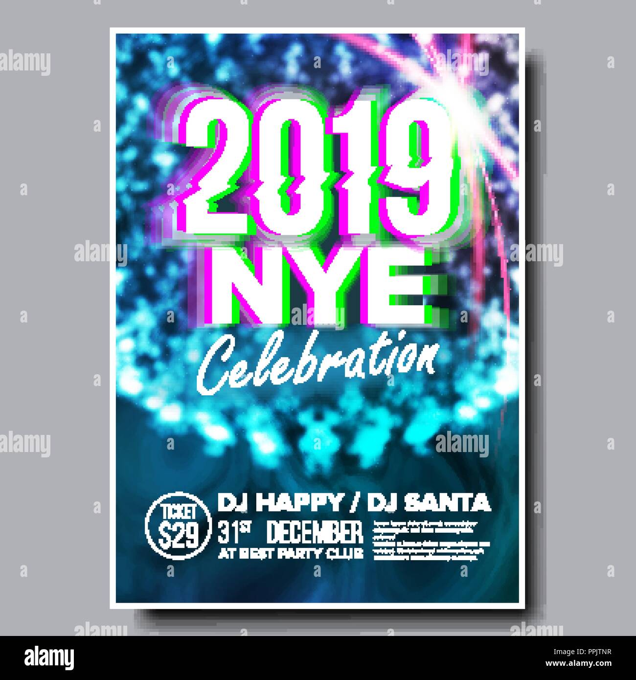 2019 Party Flyer Poster Vector. Happy New Year. Holiday Invitation ...