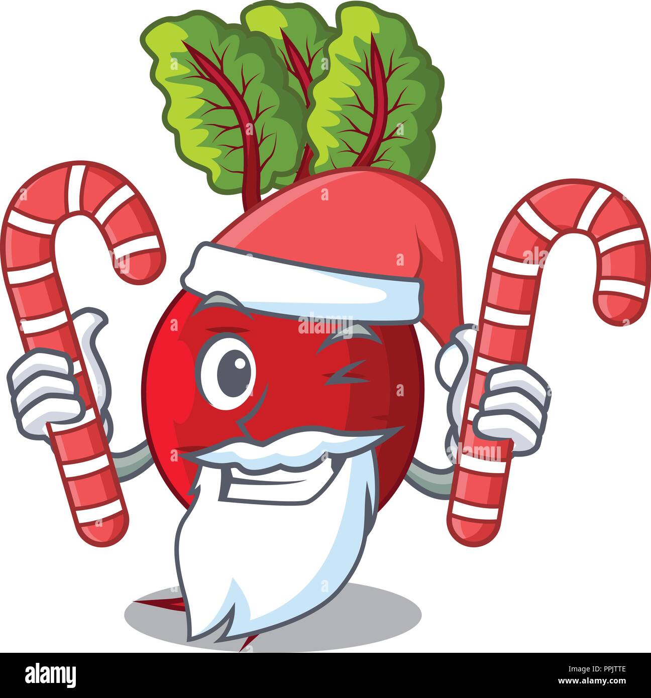 Santa with candy whole beetroots with green leaves cartoon Stock Vector ...