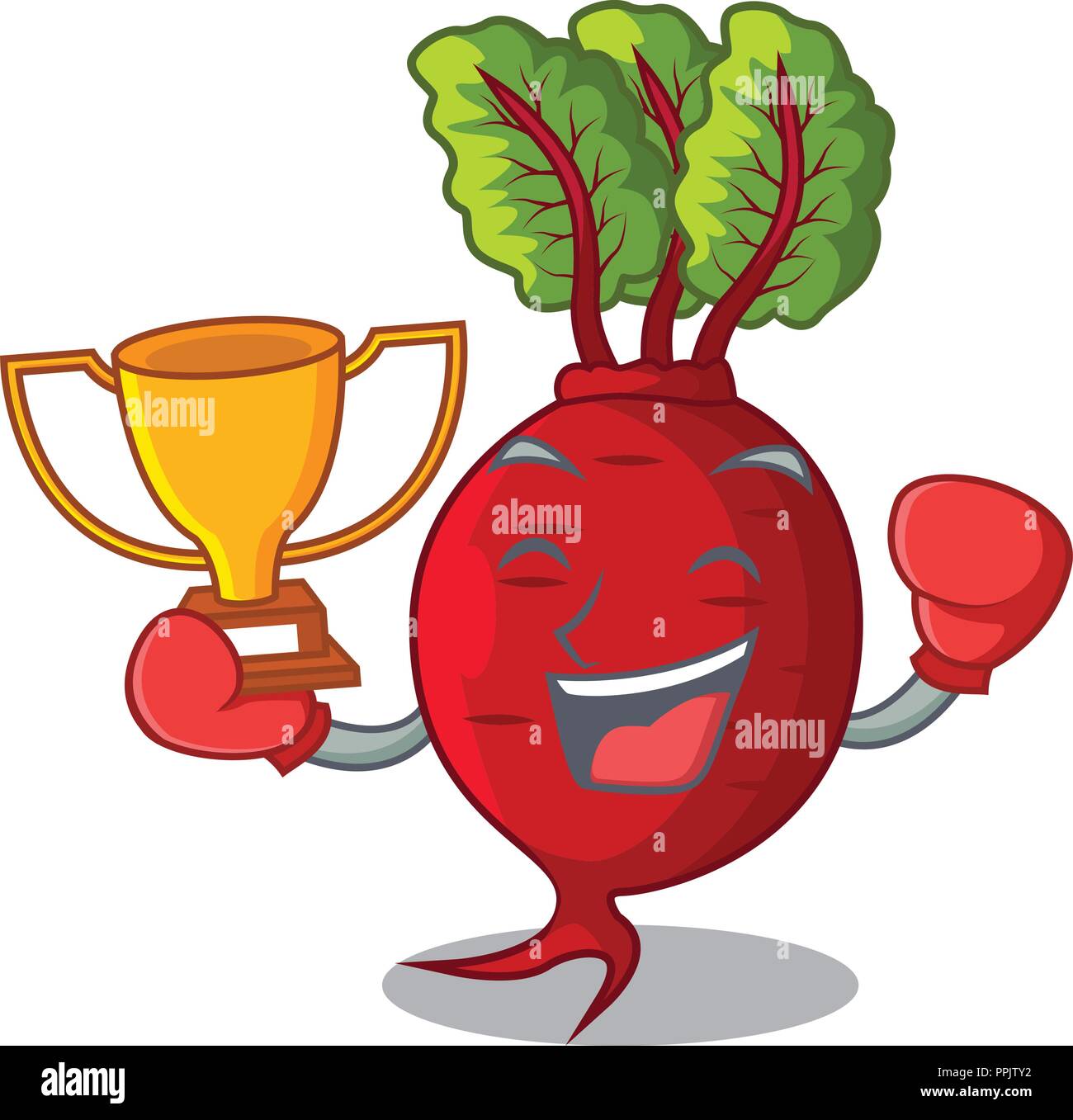 Boxing winner whole beetroots with green leaves cartoon Stock Vector ...