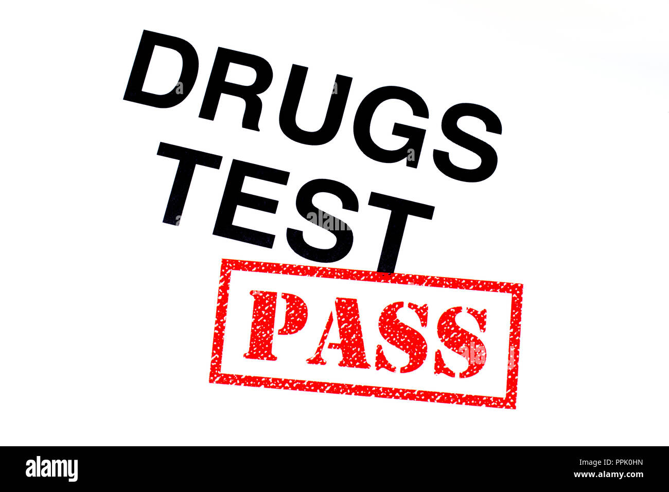 A Drugs Test heading stamped with a red PASS rubber stamp Stock Photo ...
