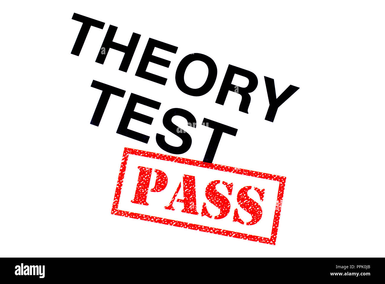 A Theory Test heading stamped with a red PASS rubber stamp Stock Photo ...