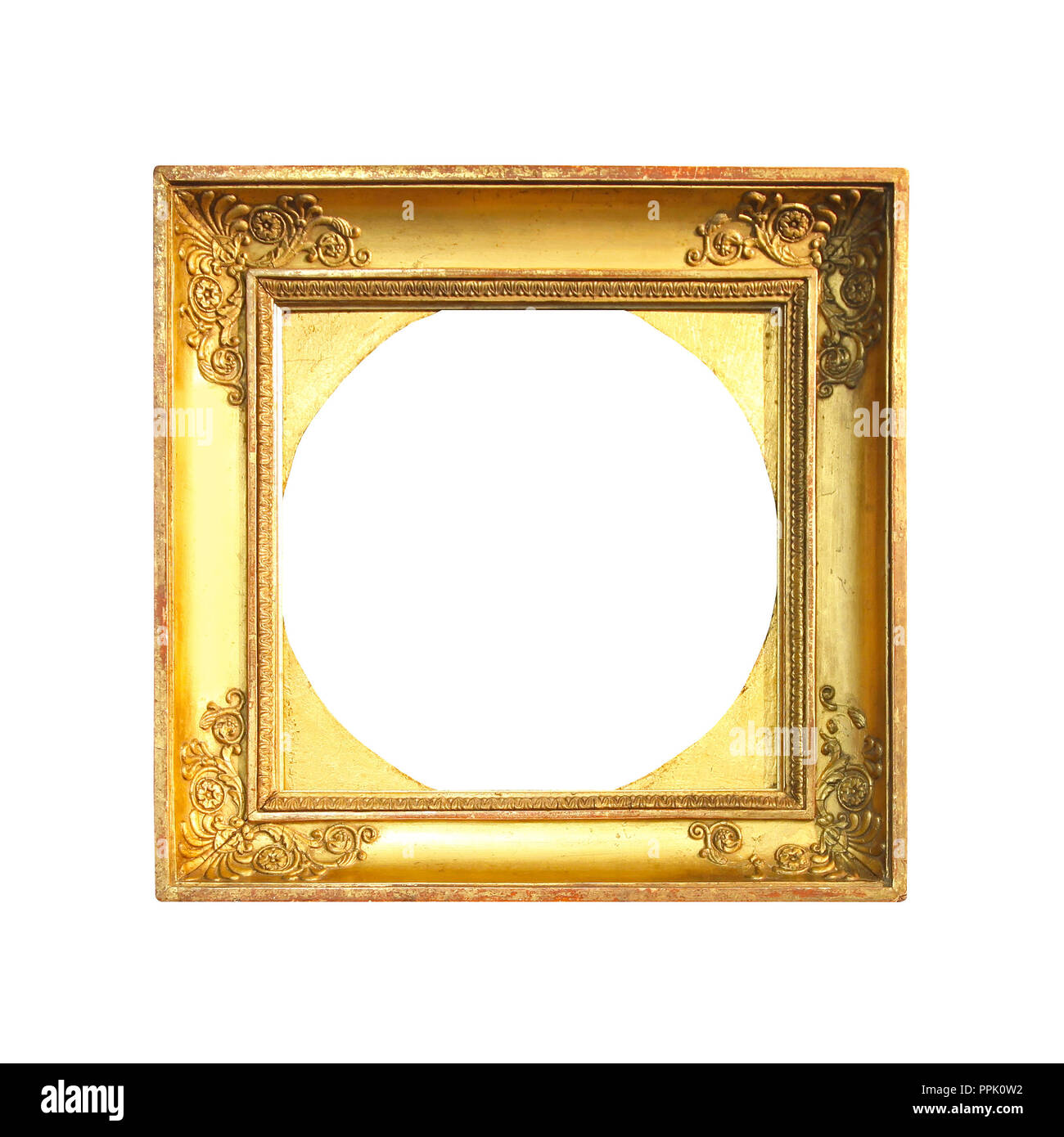 Gold square frame isolated included clipping path Stock Photo - Alamy