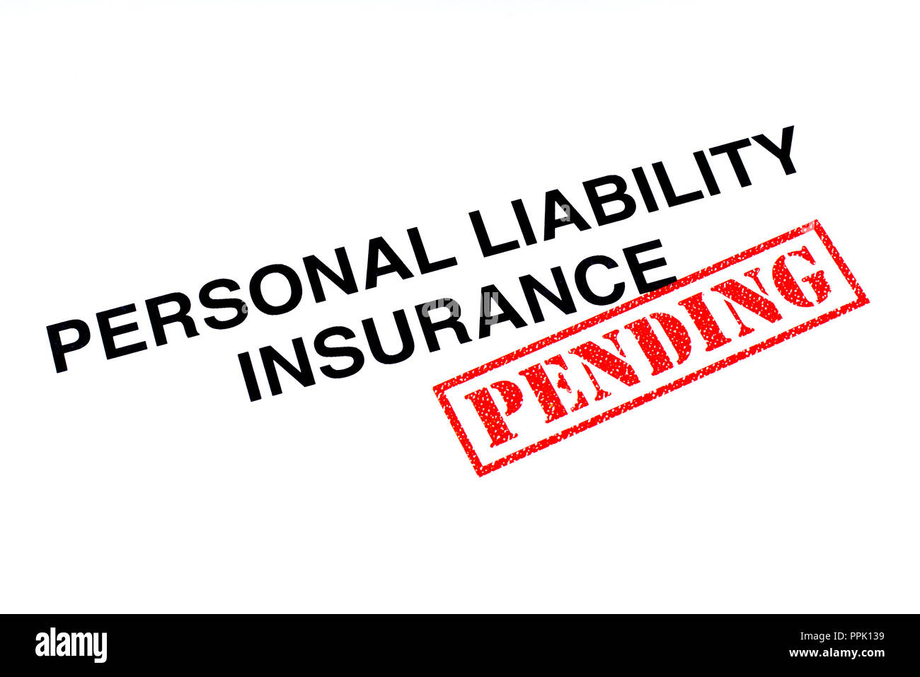 A Personal Liability Insurance heading stamped with a red PENDING ...