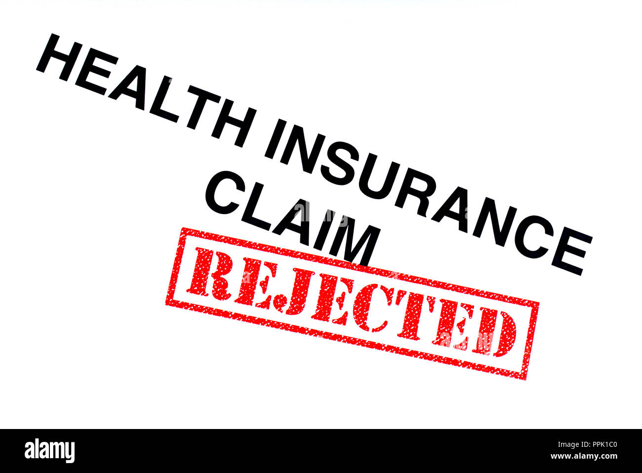Health Insurance Claim heading stamped with a red REJECTED rubber stamp ...