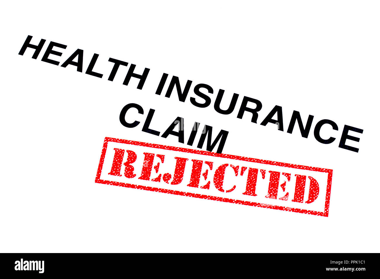 Health Insurance Claim heading stamped with a red REJECTED rubber stamp ...