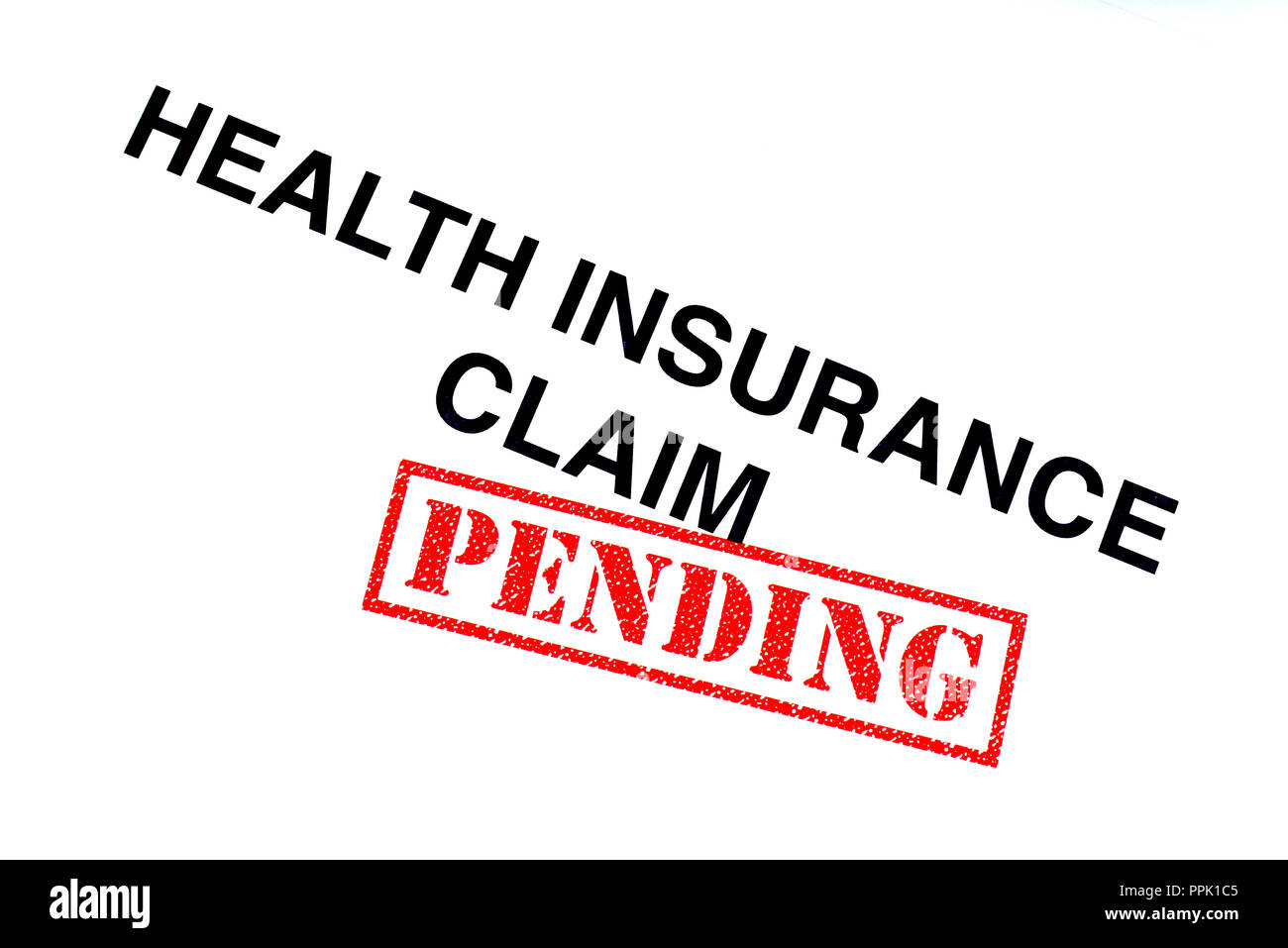 Health Insurance Claim heading stamped with a red PENDING rubber stamp ...