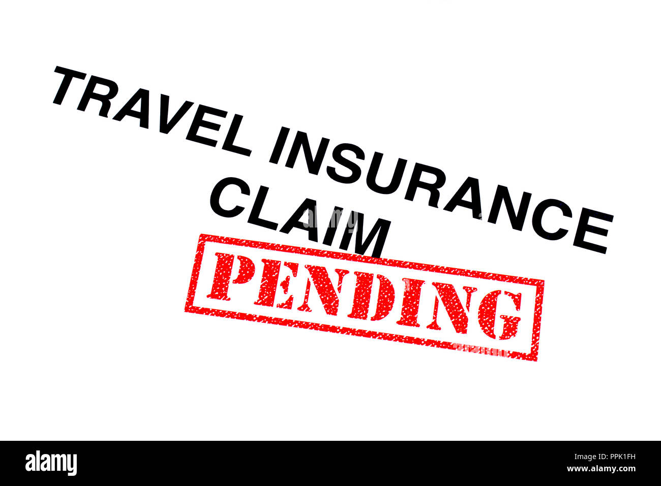 Travel Insurance Claim heading stamped with a red PENDING rubber stamp ...