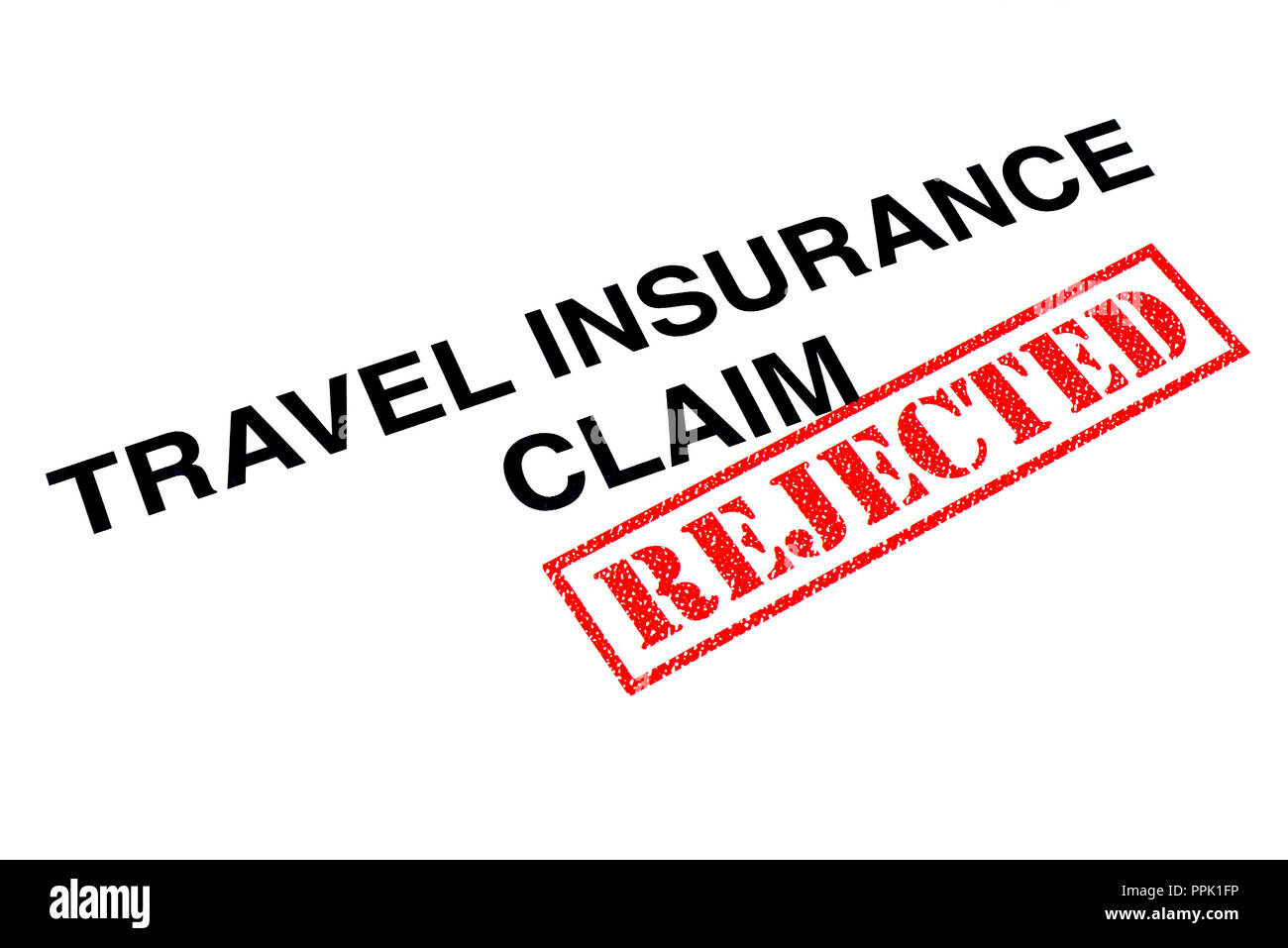 Travel Insurance Claim heading stamped with a red REJECTED rubber stamp ...
