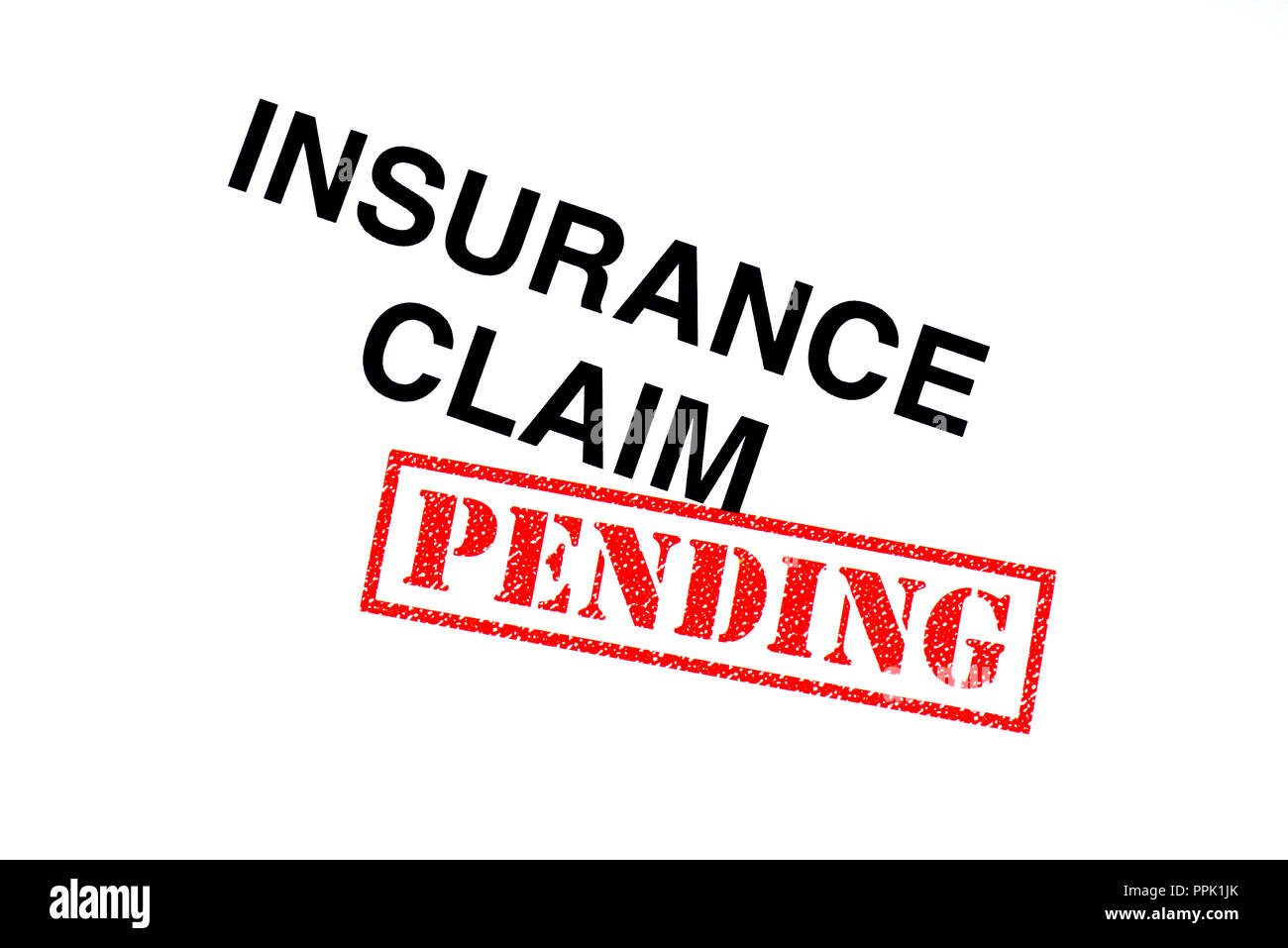 Insurance Claim heading stamped with a red PENDING rubber stamp Stock ...
