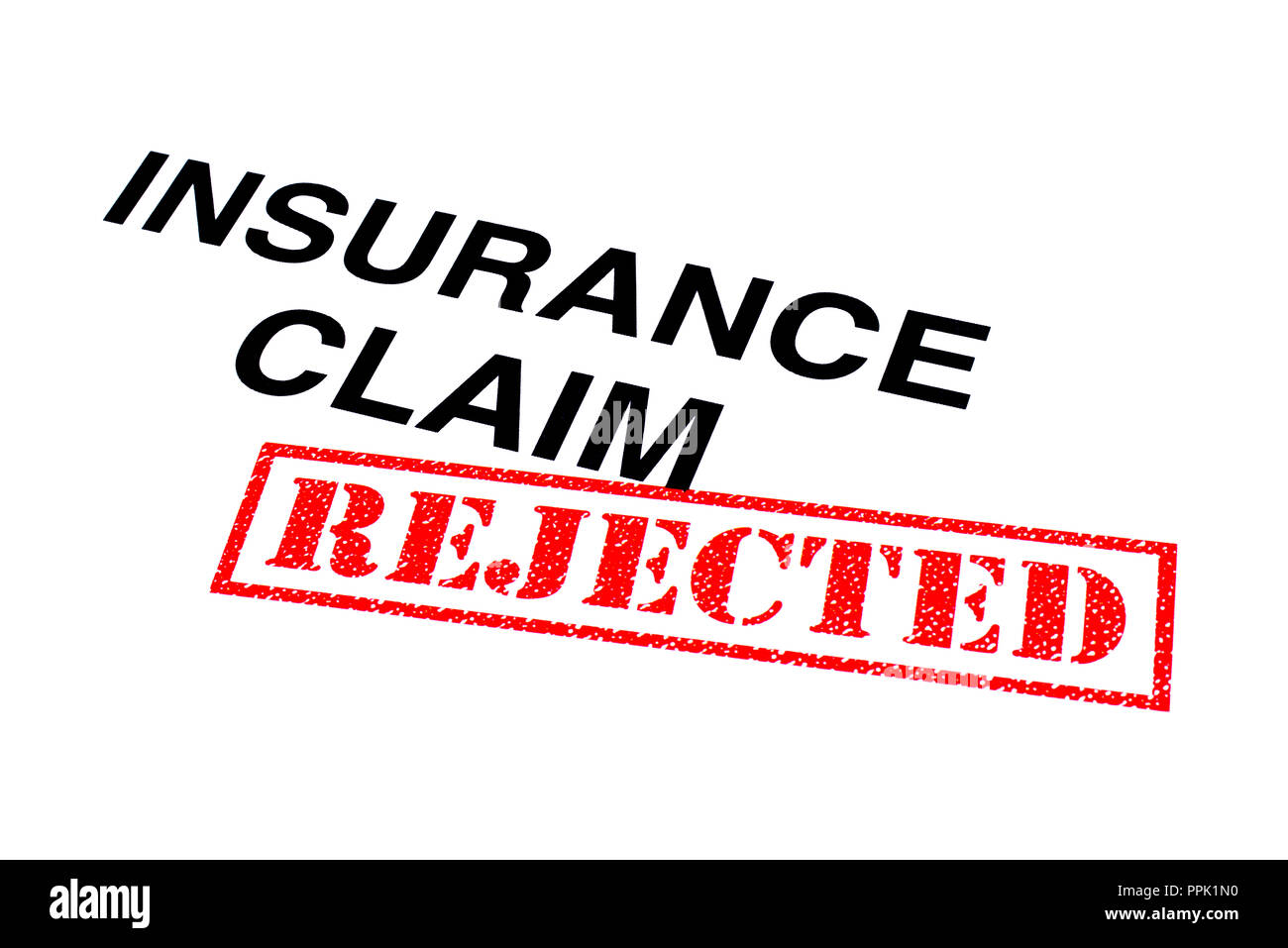 Insurance Claim heading stamped with a red REJECTED rubber stamp Stock ...