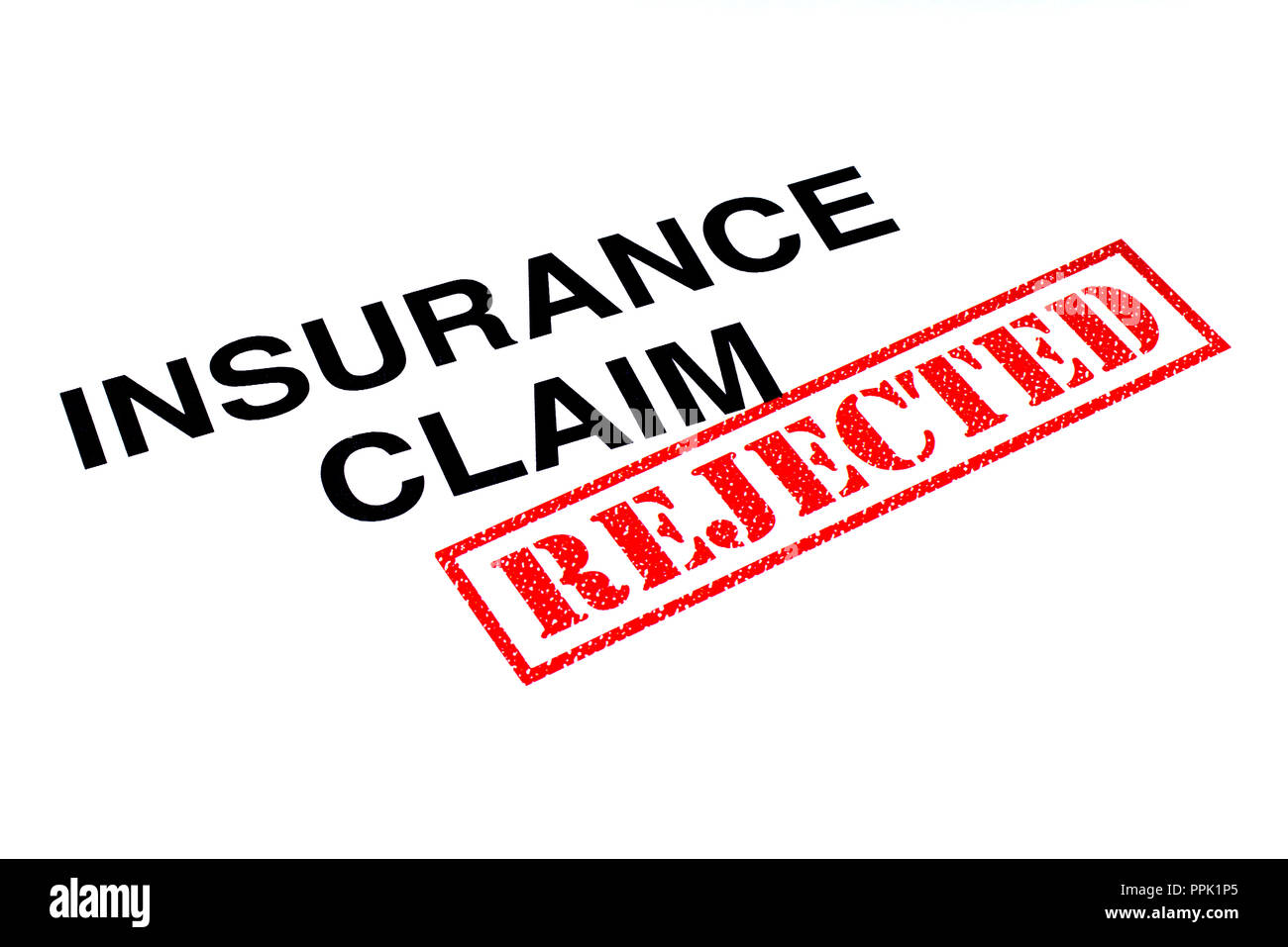 Insurance Claim heading stamped with a red REJECTED rubber stamp Stock ...