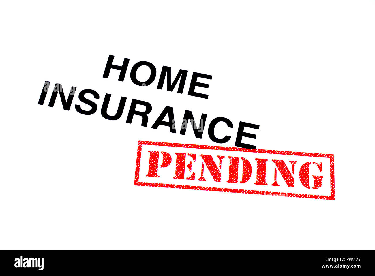 Home Insurance heading stamped with a red PENDING rubber stamp Stock ...