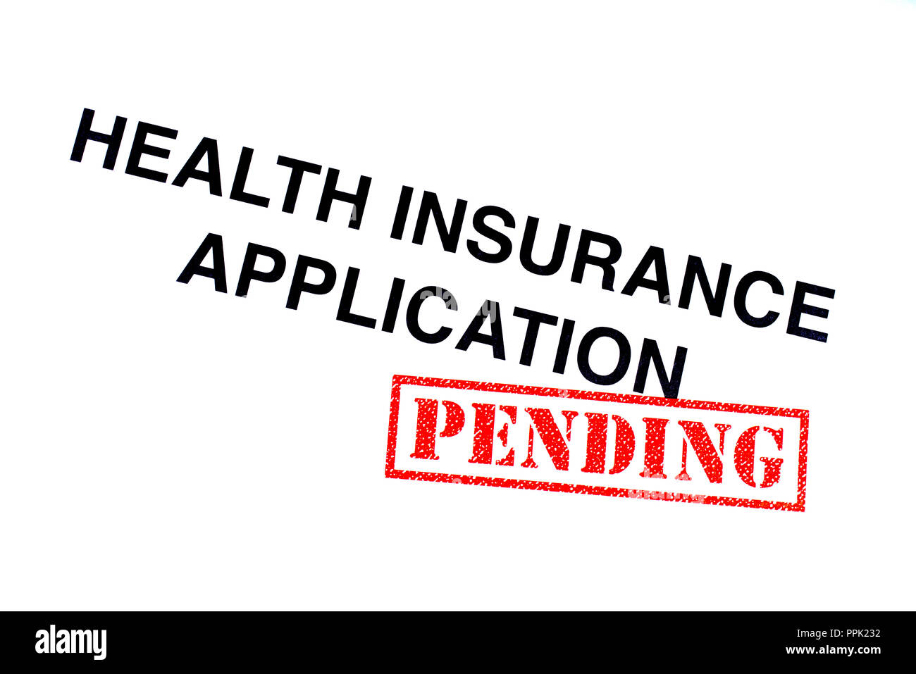 Health Insurance Application heading stamped with a red PENDING rubber ...