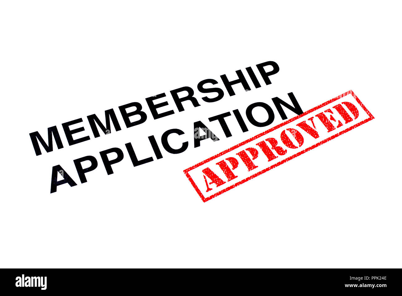 Membership Application heading stamped with a red APPROVED rubber stamp ...