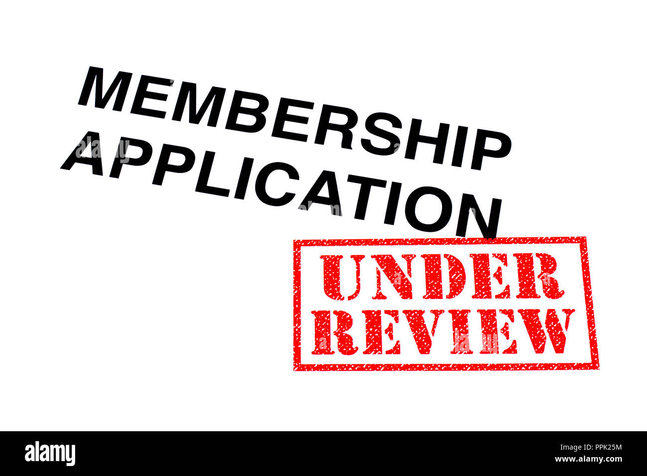 Membership Application heading stamped with a red UNDER REVIEW rubber ...