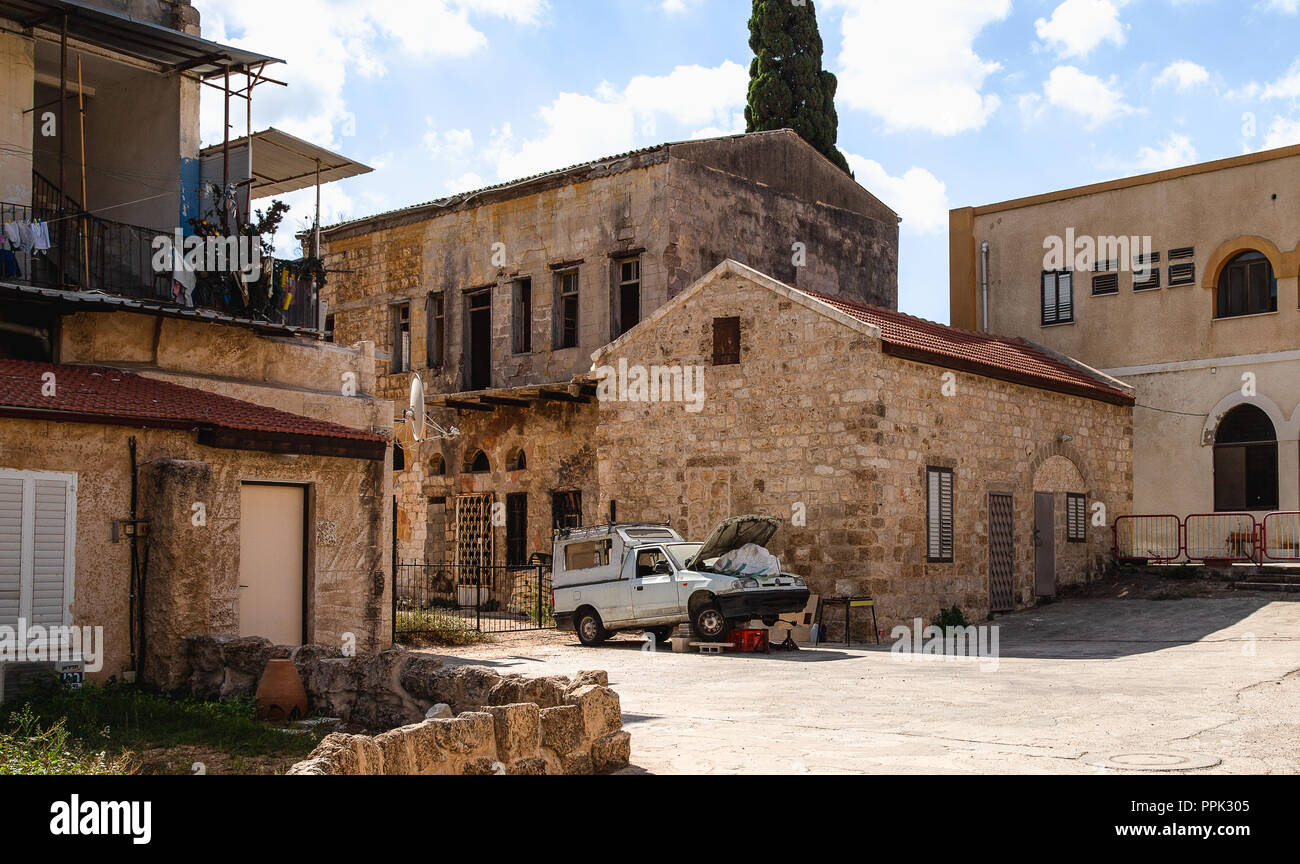 Old buildings in city center in Haifa, Israel Stock Photo - Alamy