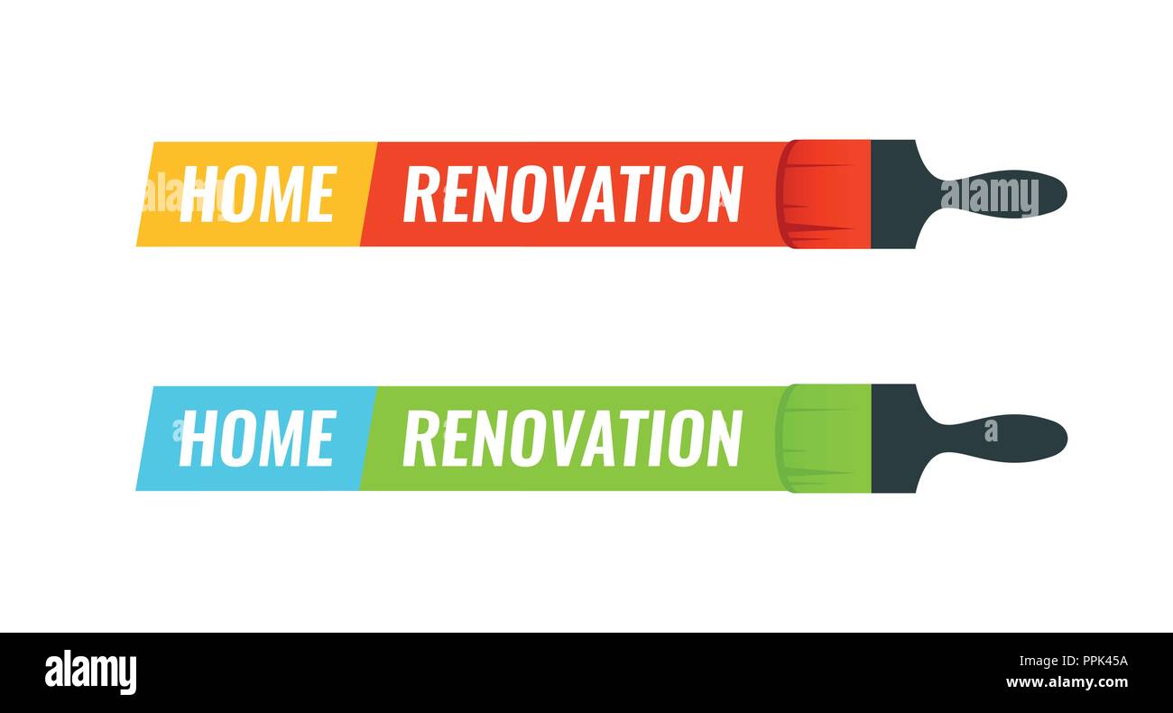 Home Renovation - Set of Vector emblem illustration for House Remodel ...