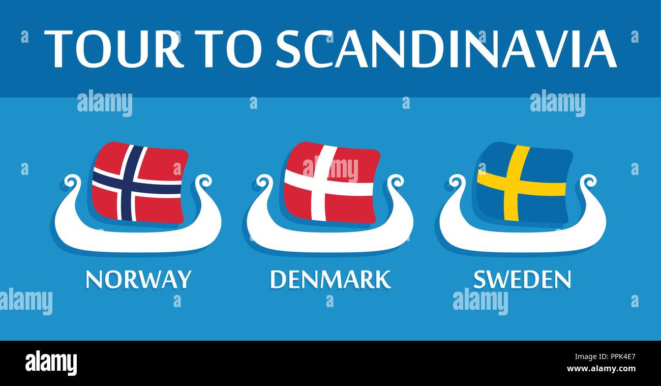 Set of Colorful Emblem of Scandinavian Flags Stock Vector Image & Art ...