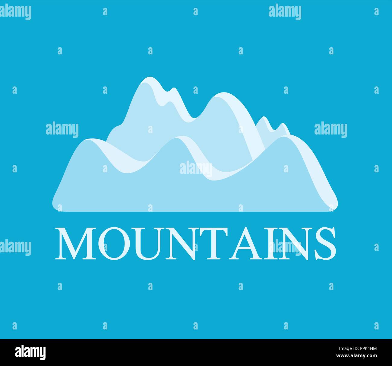 Vector Illustration of Mountains in Light Blue color - Landscape pf ...