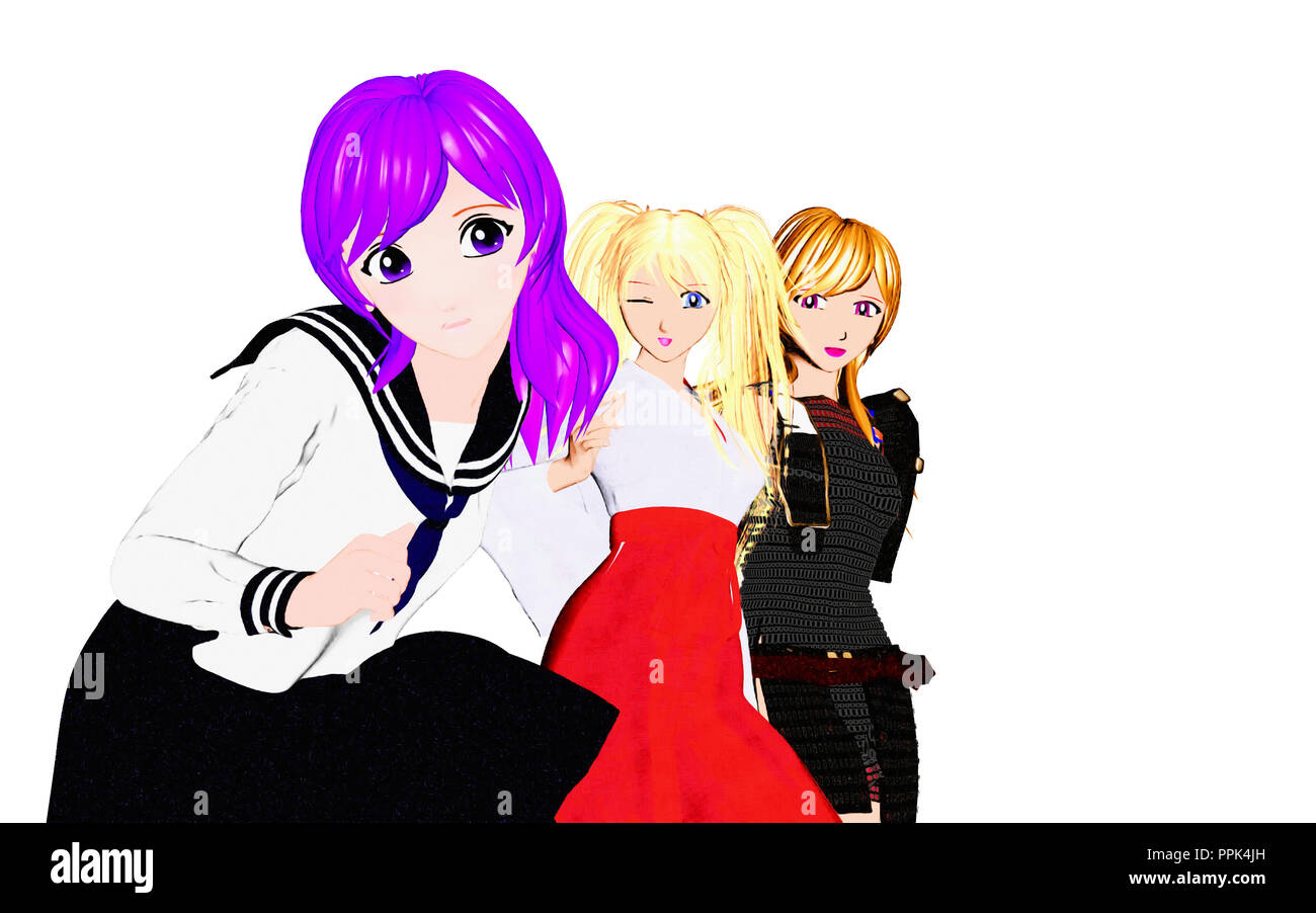 Japanese toon girls Stock Photo - Alamy