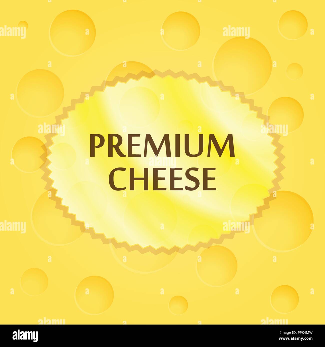 Round Sticker with Caption - Premium Cheese, Emblem on yellow background from Cheese Stock ...