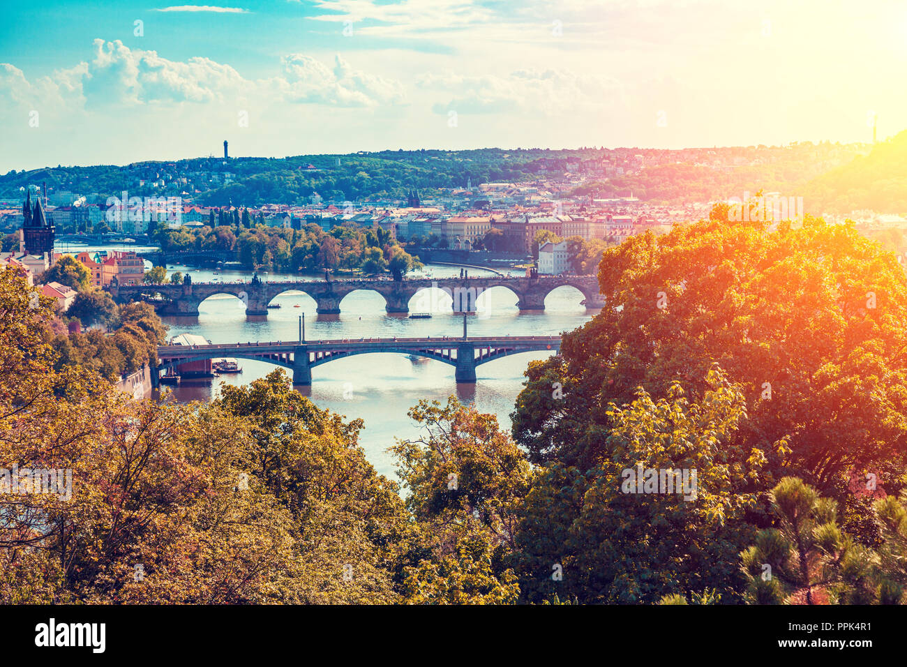 Bridges across the Vltava River, Prague Czech Republic, Europe Stock ...
