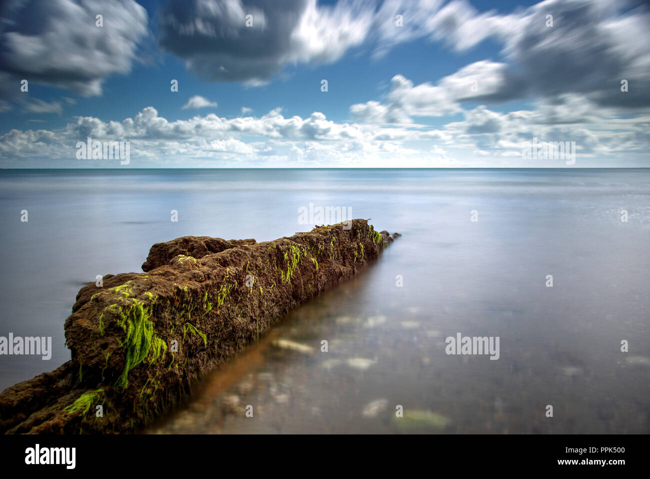 Isle of Wight shoreline long exposure of clouds passing overhead Stock ...