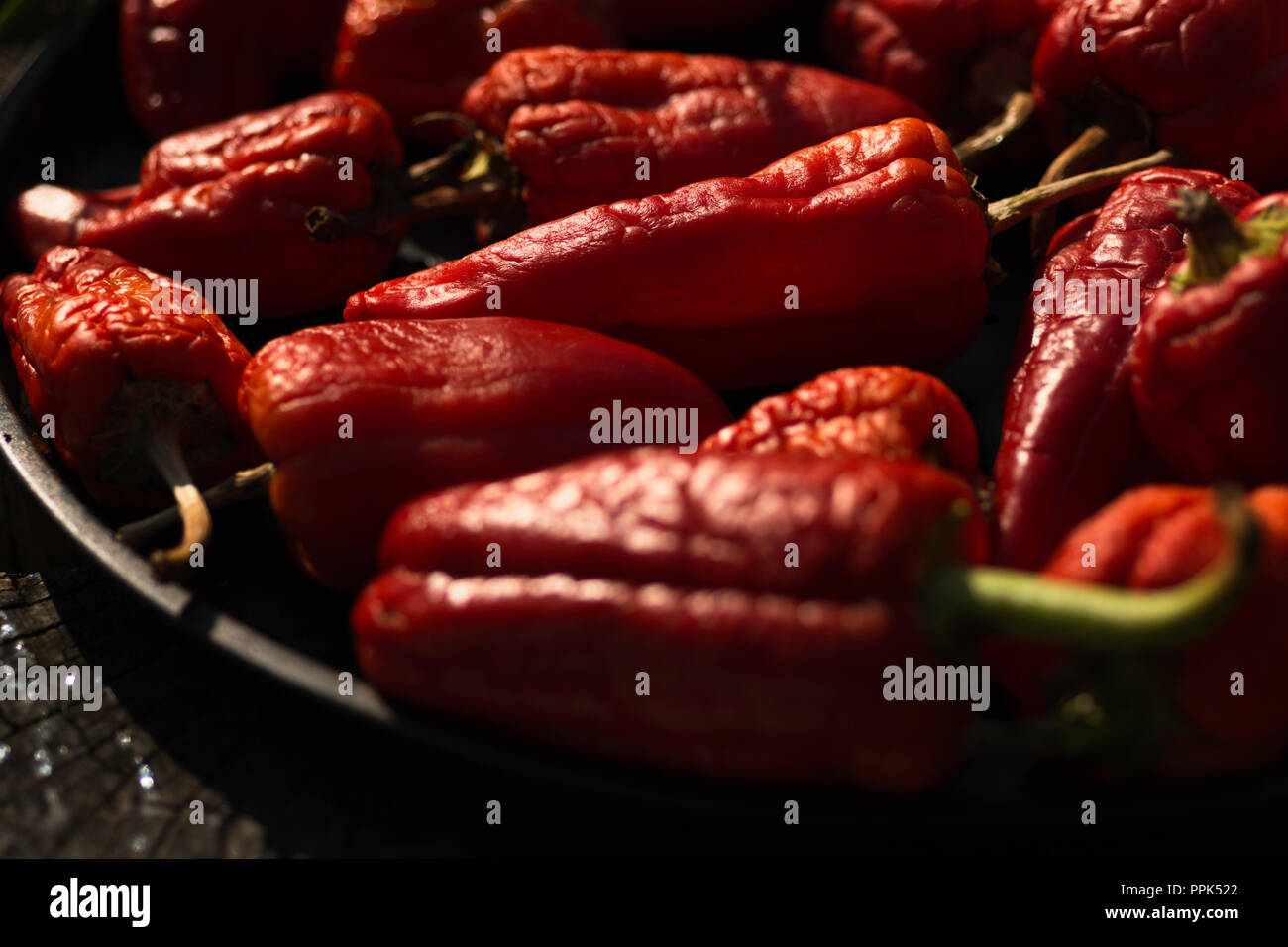 drying red bell peppers Stock Photo - Alamy
