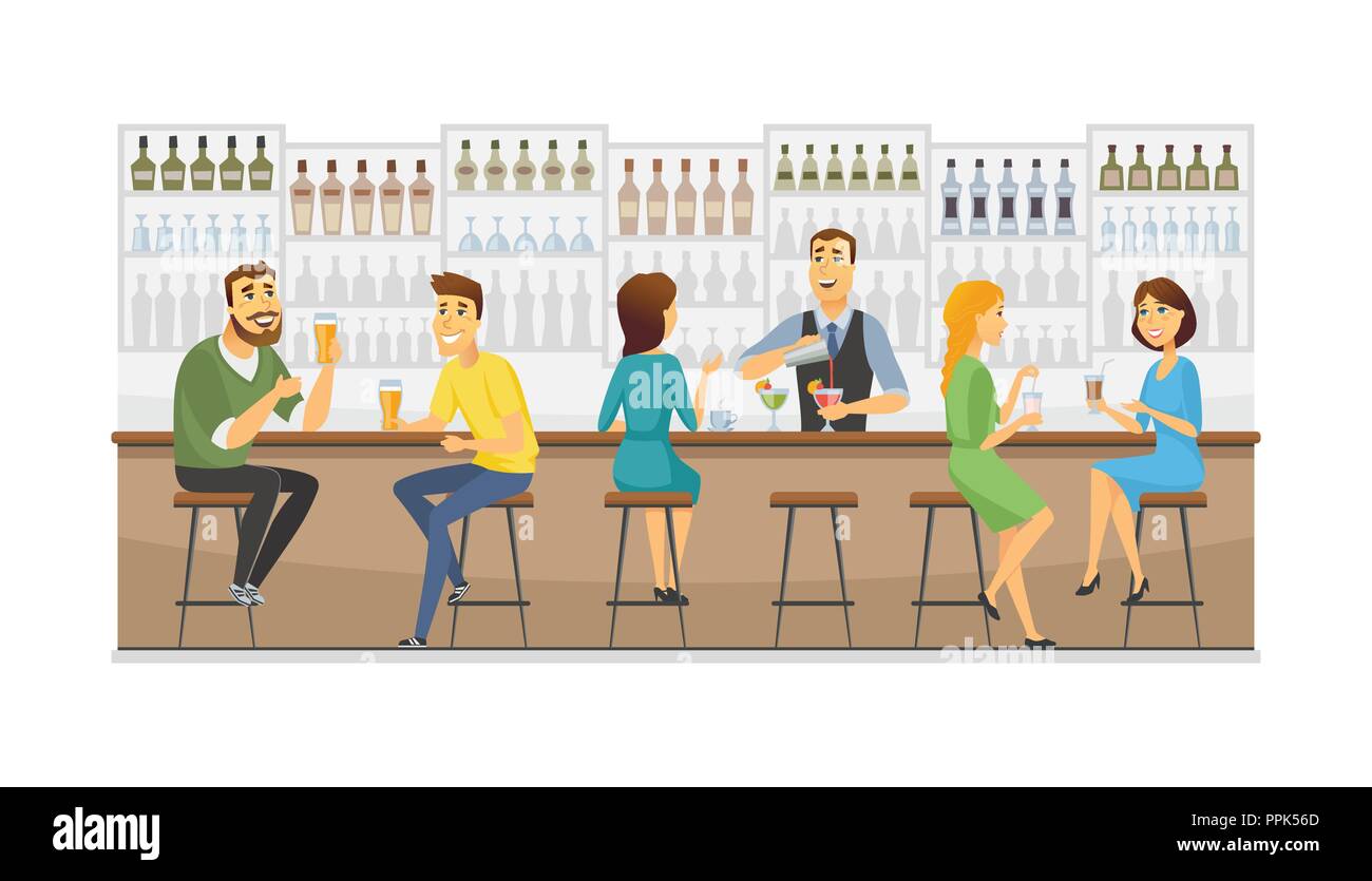 Bartender at work - cartoon people characters illustration Stock Vector Image & Art - Alamy