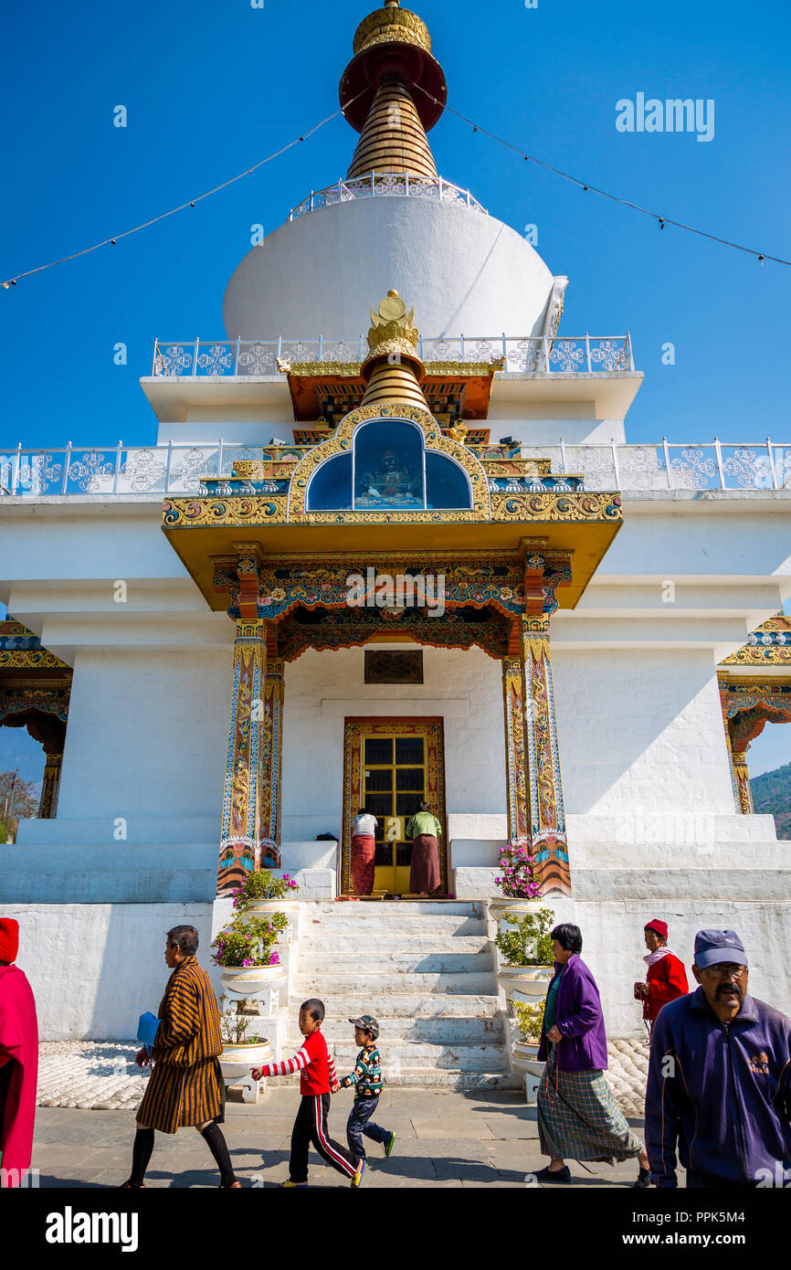 Pilgrims circle the National Memorial Chorten in Thimpu, the capital ...