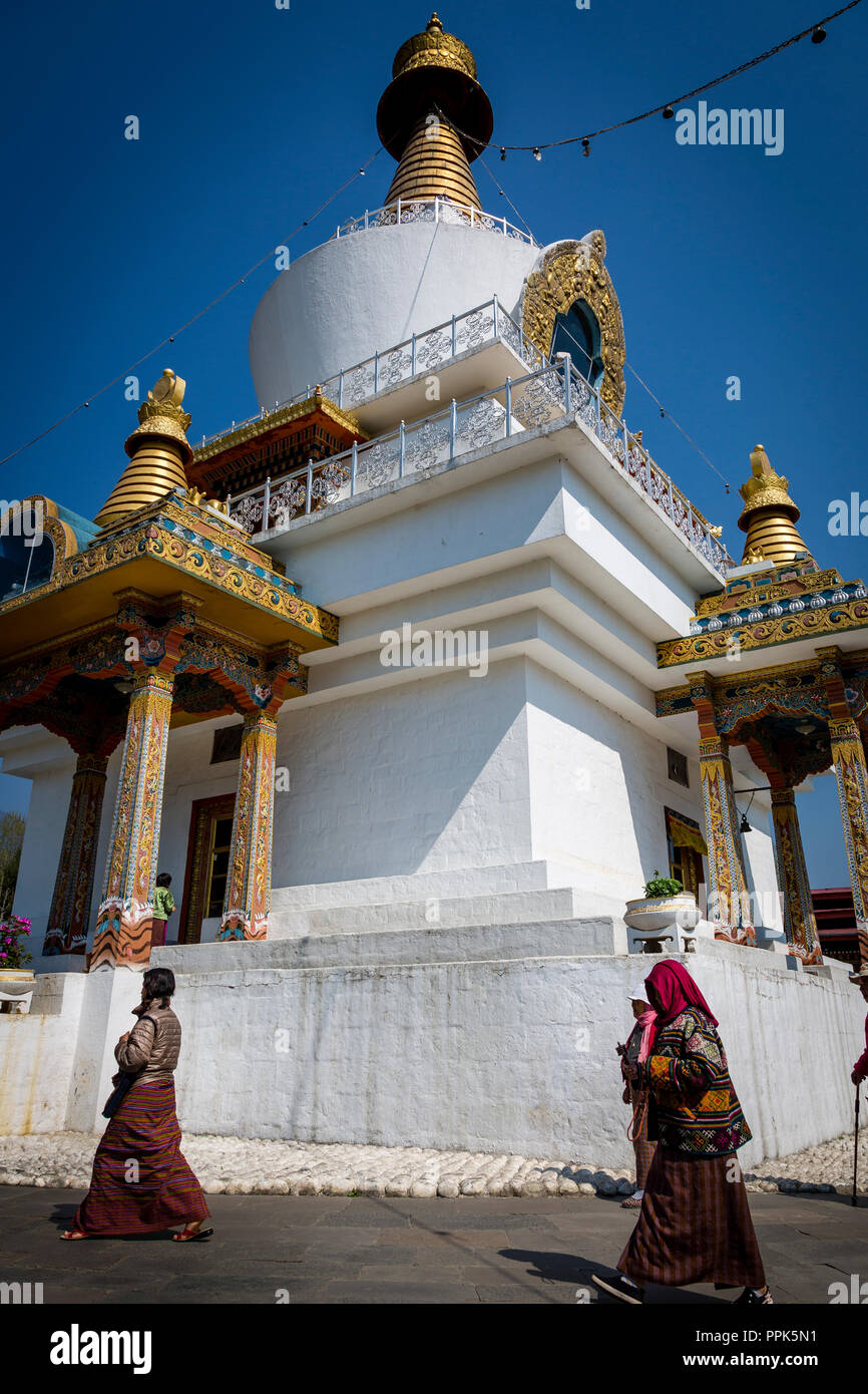 Pilgrims circle the National Memorial Chorten in Thimpu, the capital ...