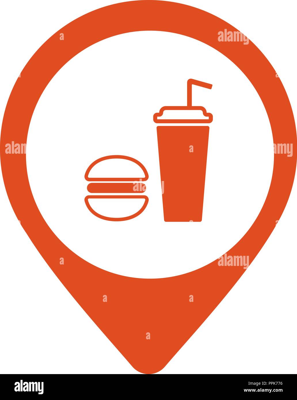 Map pointer with fast food icon. Vector isolated location sign Stock ...