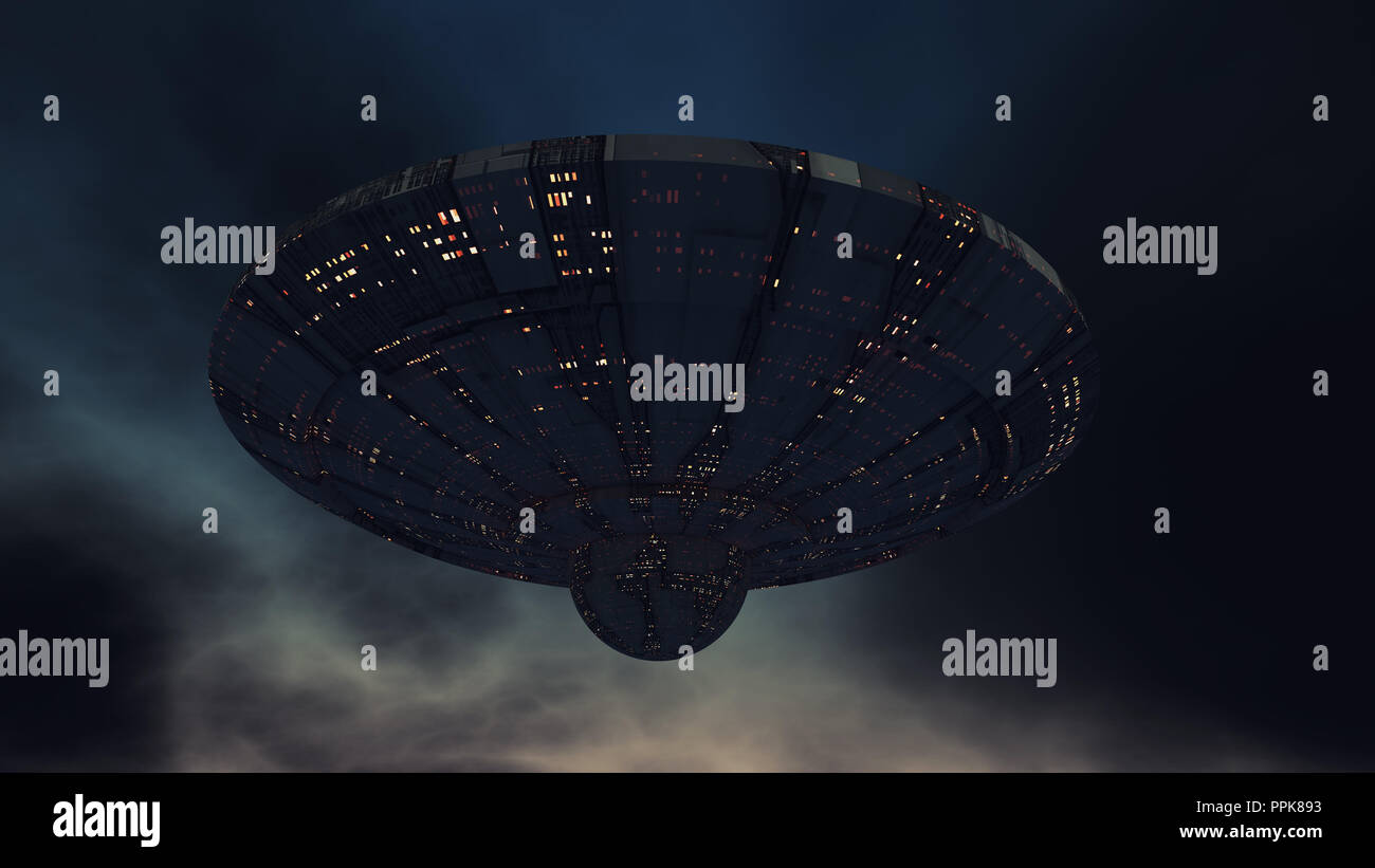 3D rendering. Futuristic alien Spaceship Stock Photo - Alamy