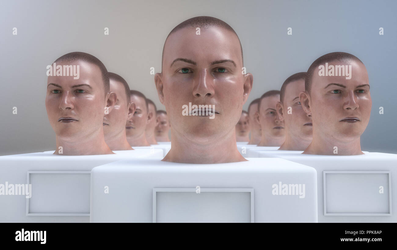 3d render. Humanoid head repetition Stock Photo - Alamy