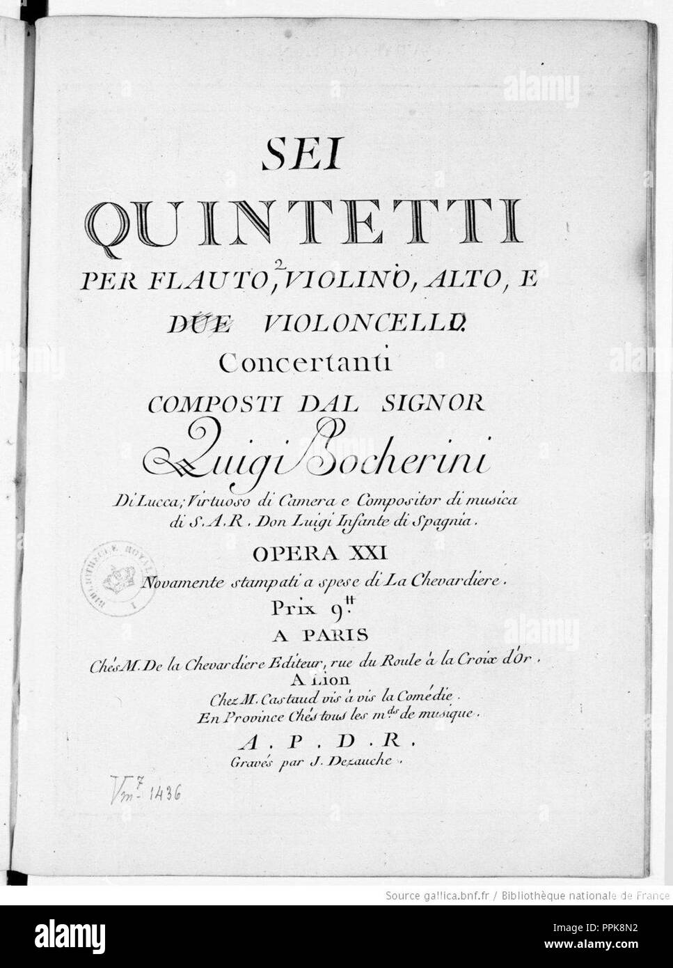 Boccherini - quintettes avec flûte Stock Photo - Alamy