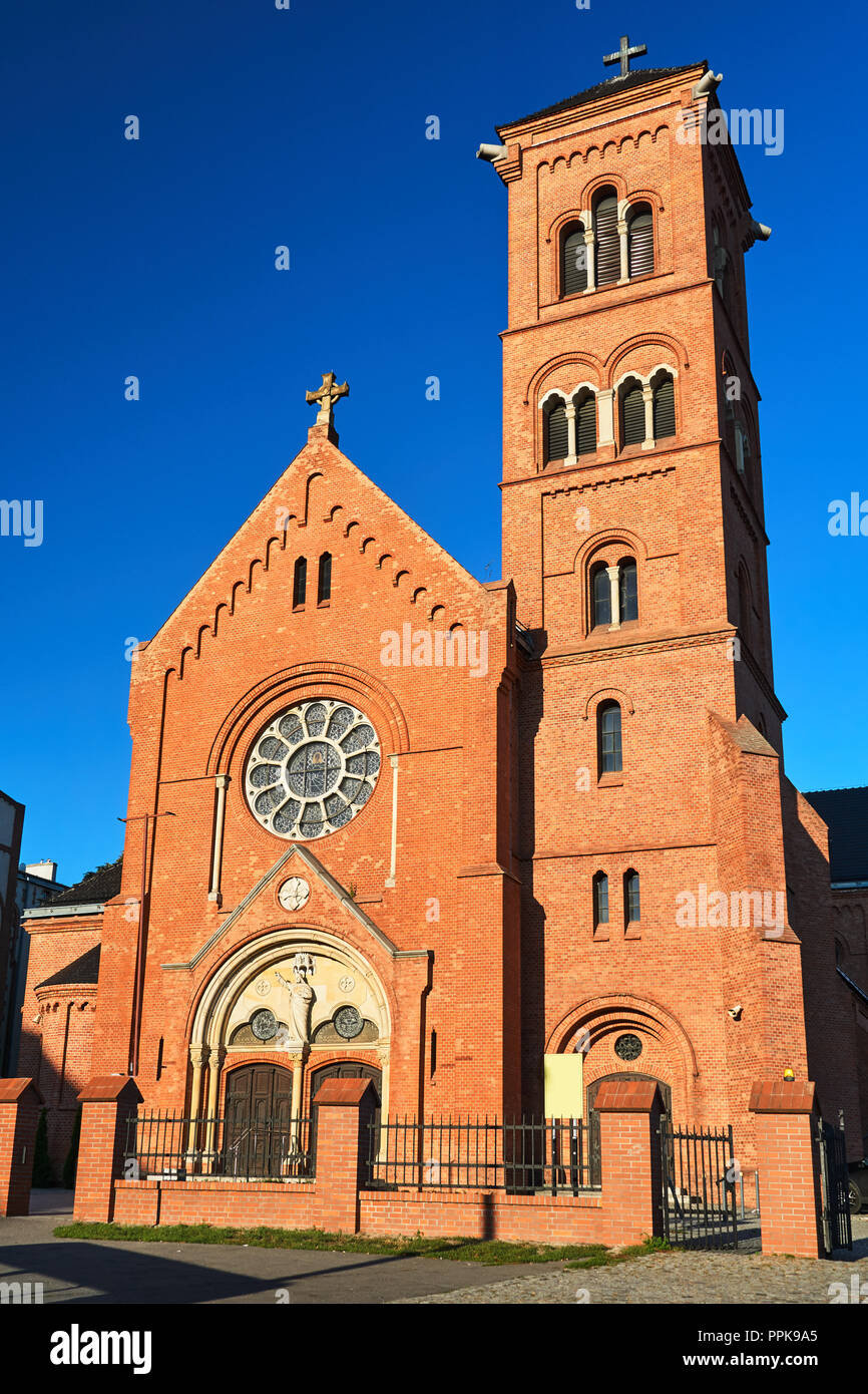 Neo-Gothic, historic church with a belfry in Poznan Stock Photo - Alamy