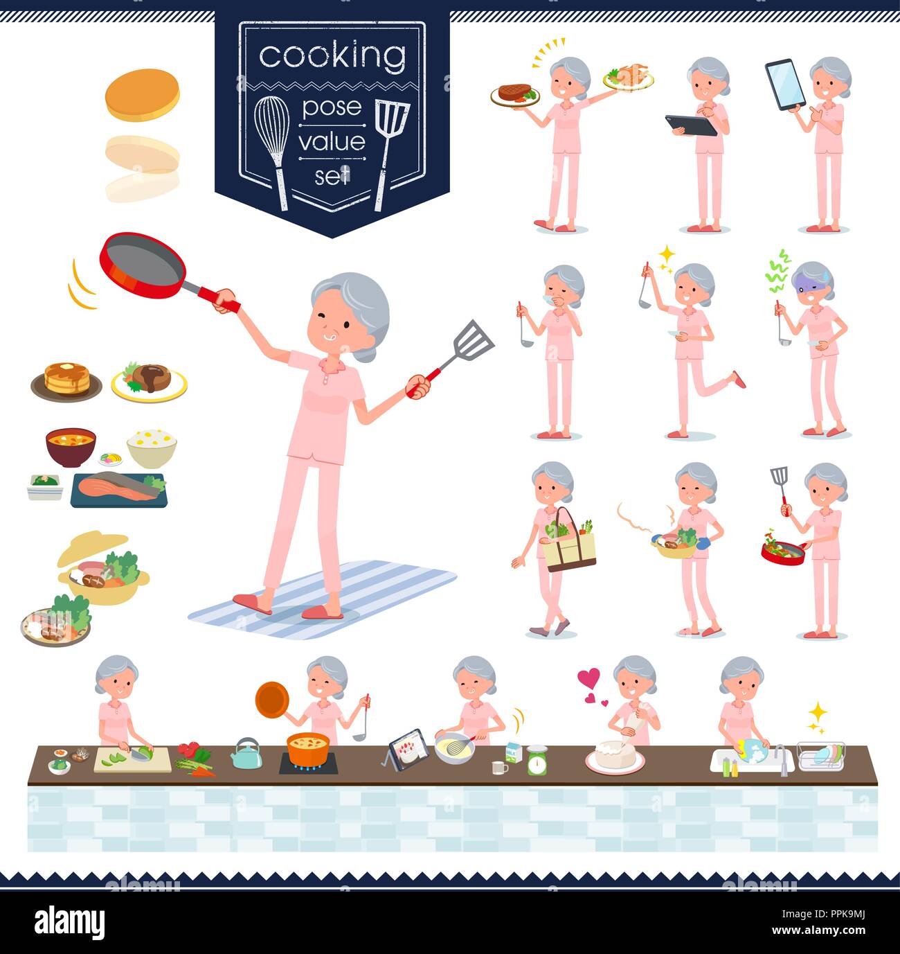 Japanese senior cook Stock Vector Images - Alamy