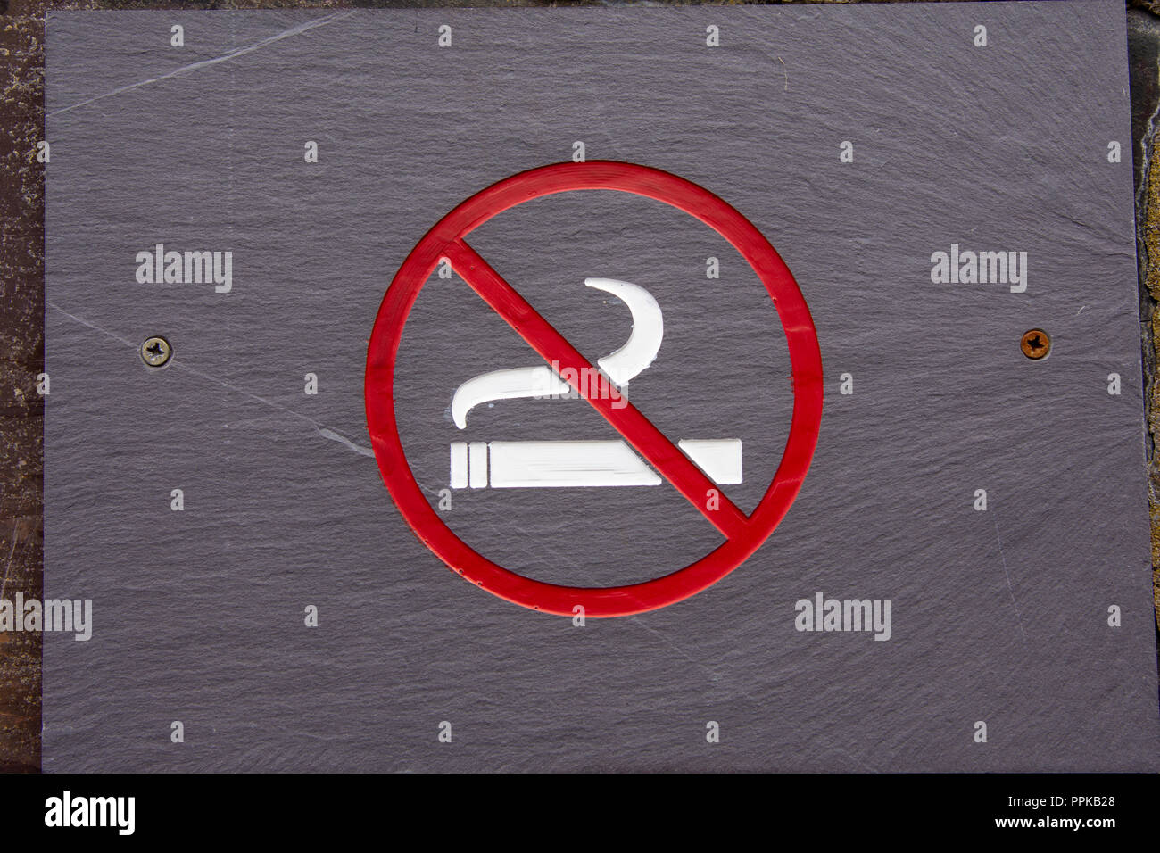 No smoking sign made out of slate Stock Photo - Alamy