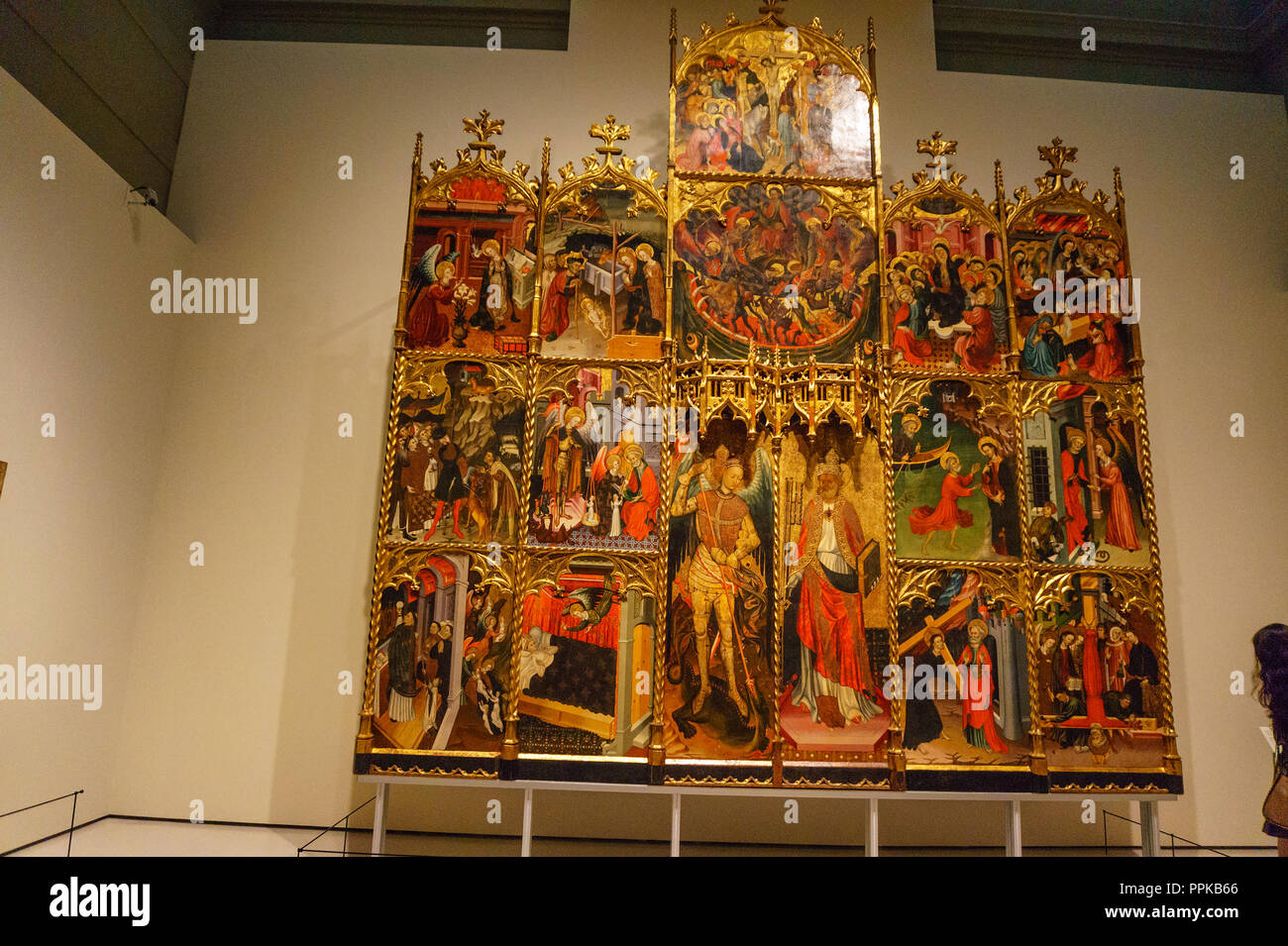 Interior of the Museu Nacional d'Art de Catalunya or National Art ...
