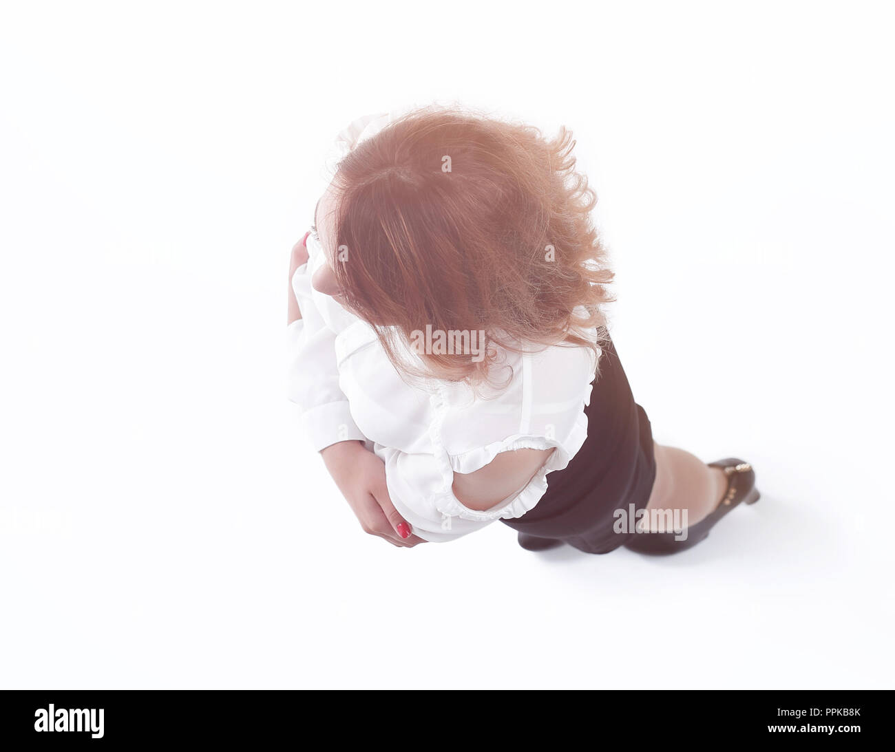 Top view of young girl with long wavy hair Stock Photo - Alamy