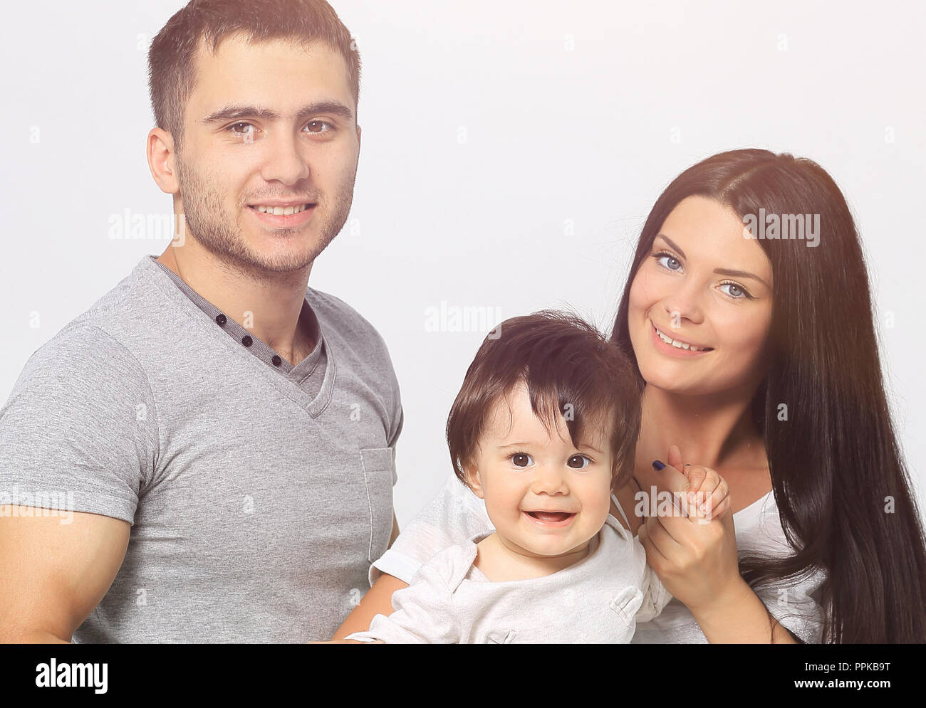 happy smiling family isolated on white background Stock Photo - Alamy