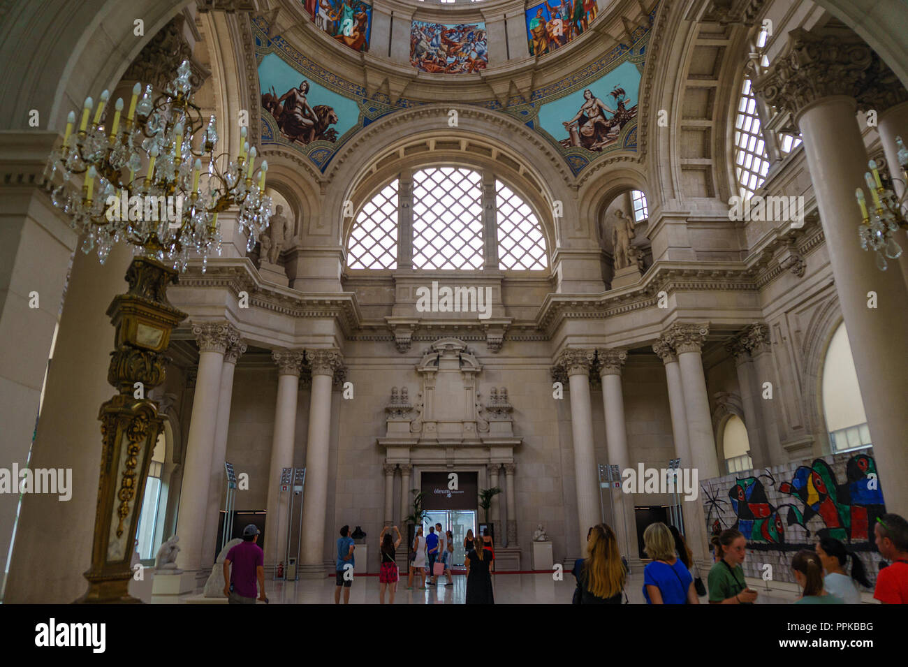 Interior of the Museu Nacional d'Art de Catalunya or National Art ...