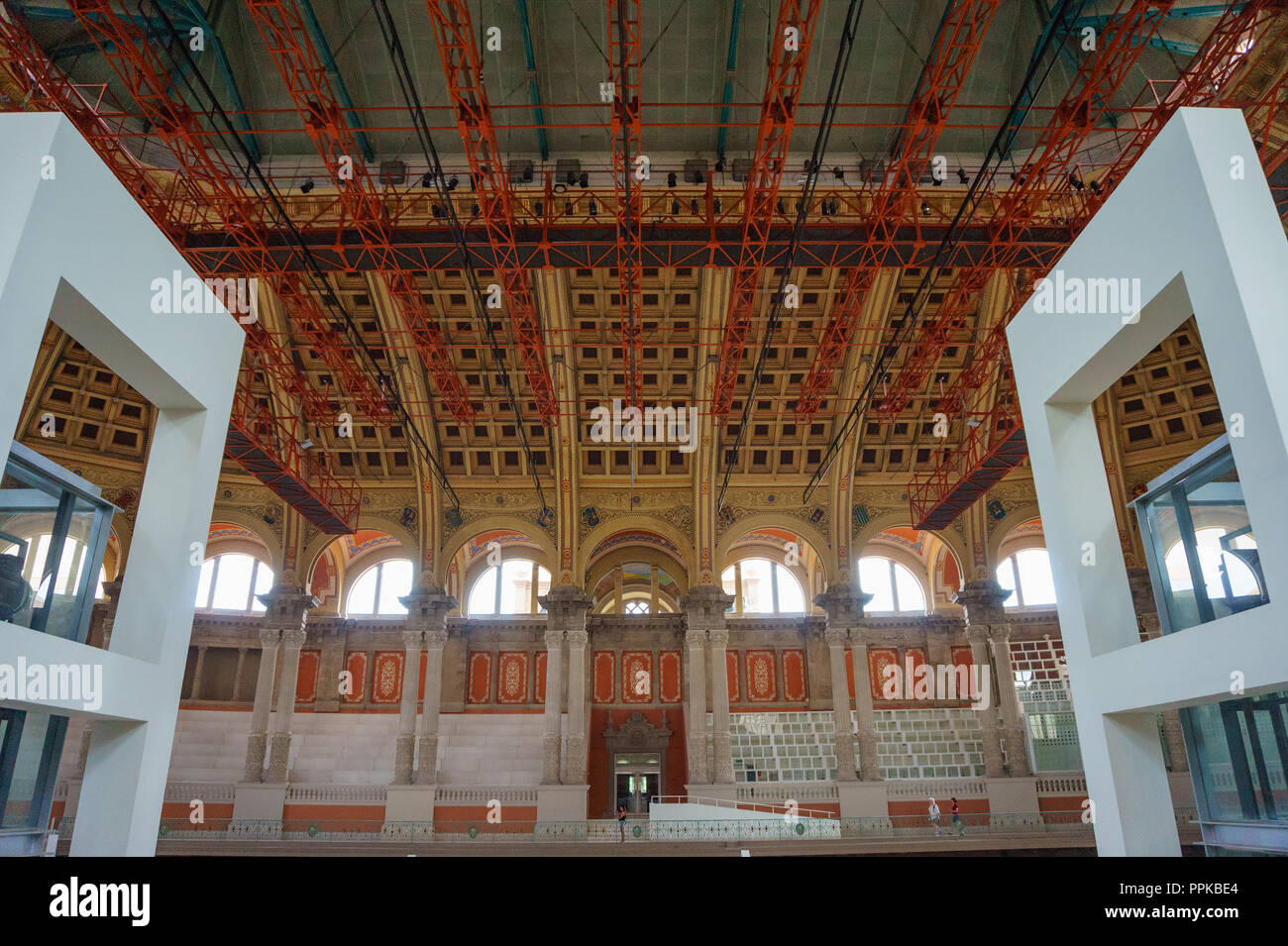 Interior of the Museu Nacional d'Art de Catalunya or National Art ...