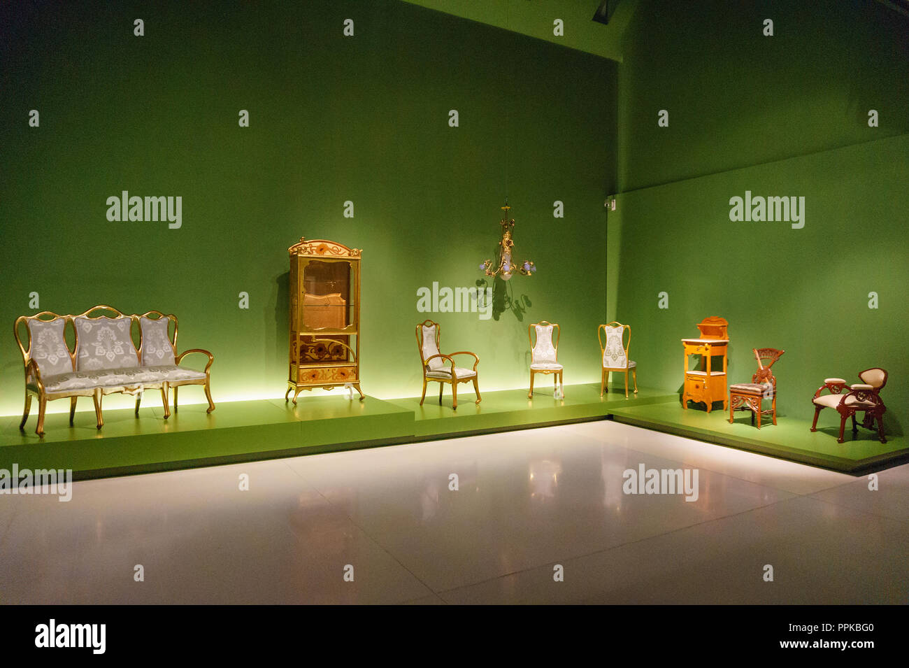 Interior of the Museu Nacional d'Art de Catalunya or National Art ...