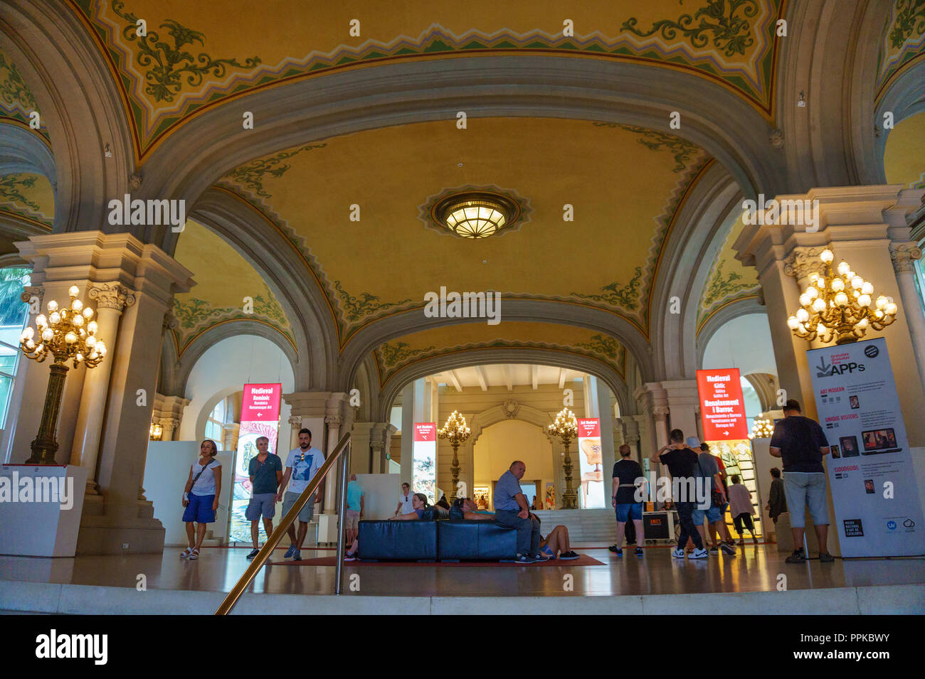 Interior of the Museu Nacional d'Art de Catalunya or National Art ...