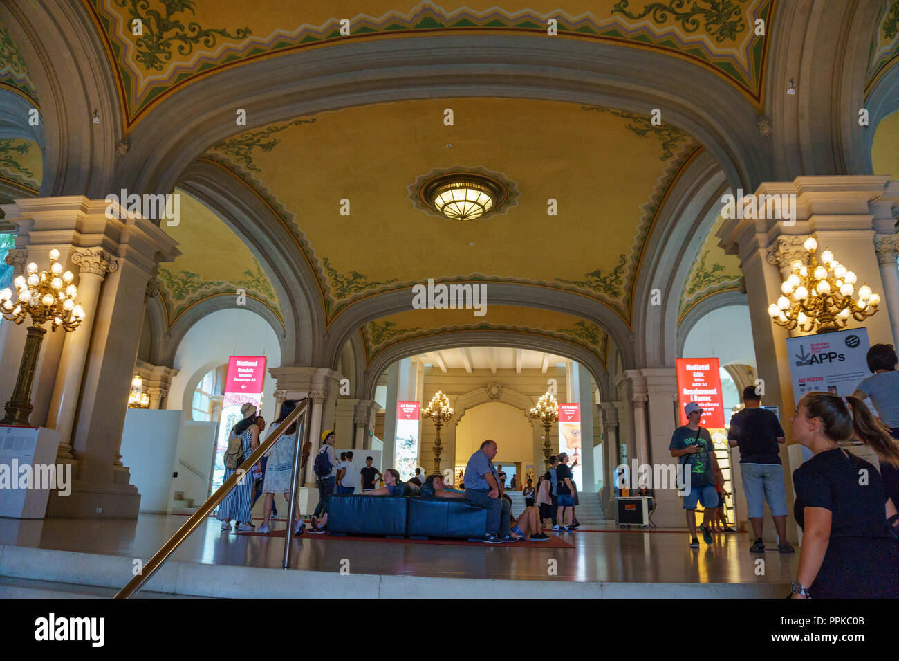Interior of the Museu Nacional d'Art de Catalunya or National Art ...